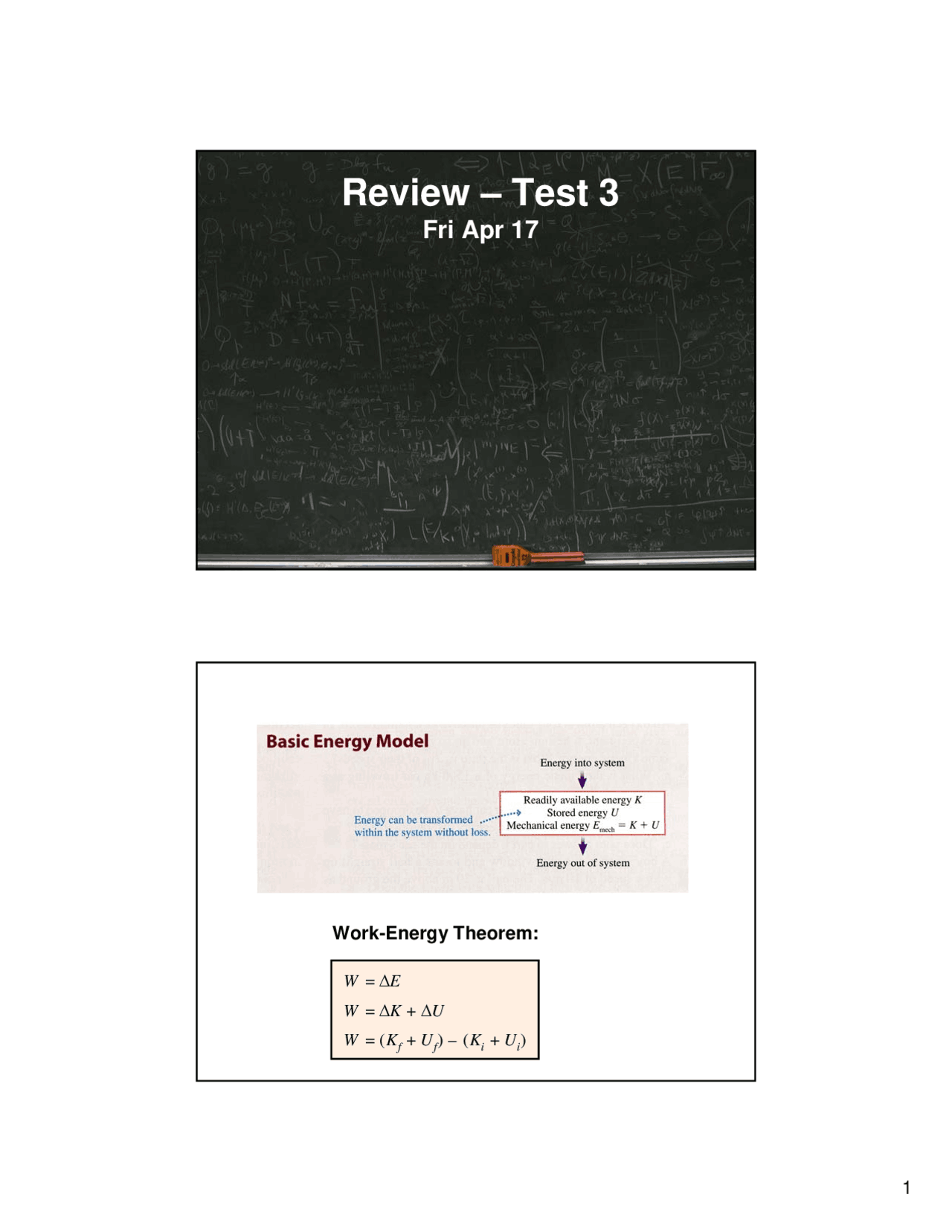 Foundations Of Physics I Review For Test 3 Phys 2305 Docsity