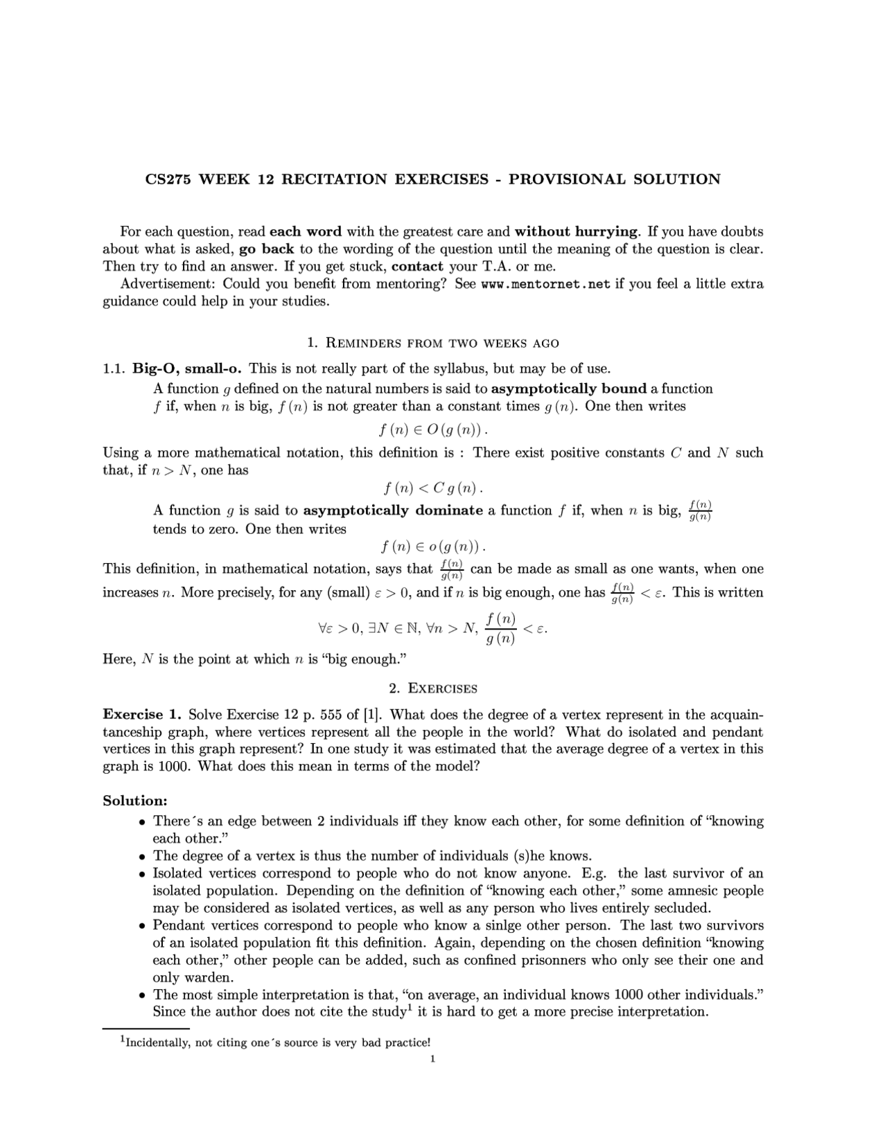 Homework Questions With Solutions Discrete Mathematics Cs 275 Docsity