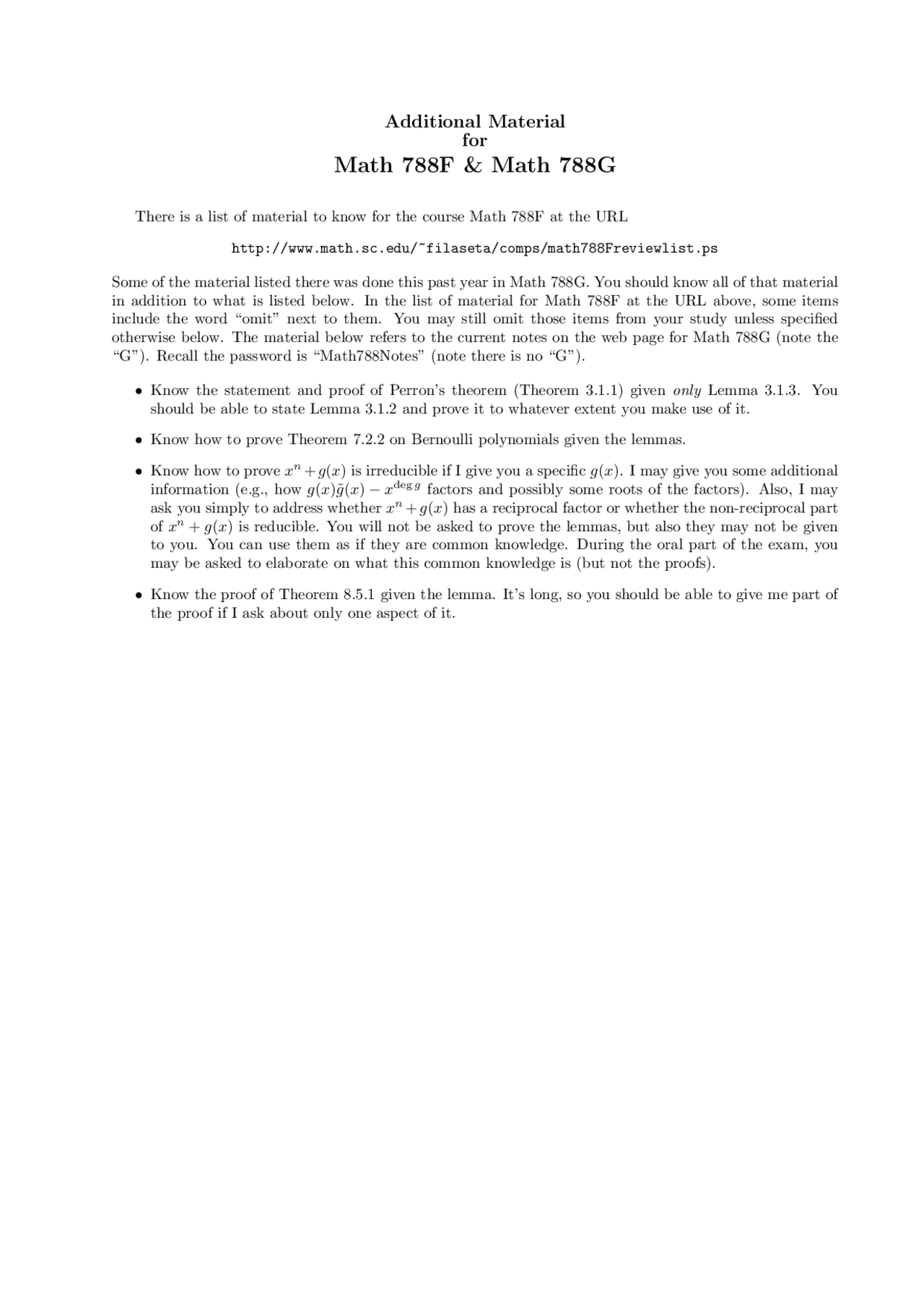 Additional Materials for The Theory of Irreducible Polynomials | MATH ...