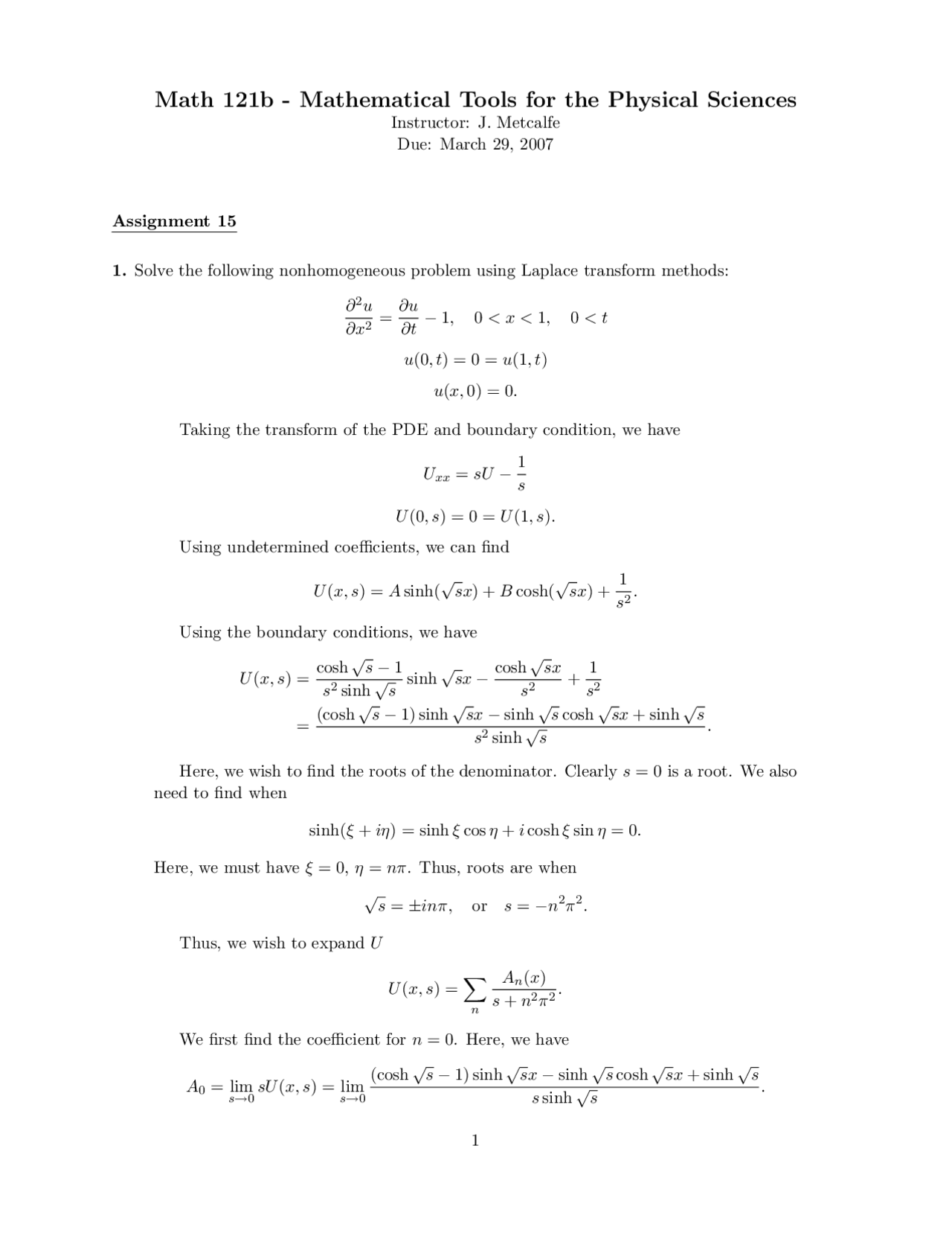 3 Solved Problems on Non-homogenous Compounds - Assignment 15 | MATH 121B - Docsity