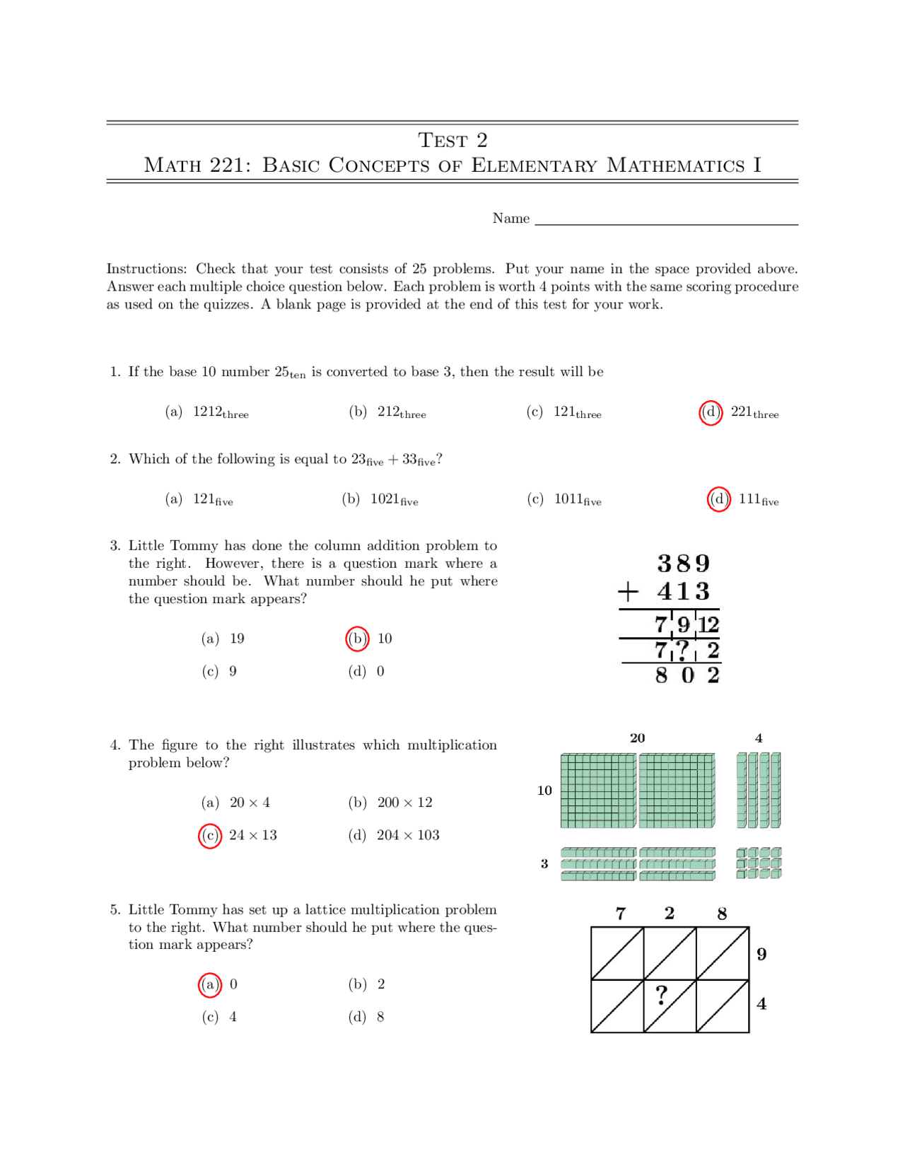 26 MCQs Exam 2 - Basic Concept of Elementary Mathematics | MATH 221 ...
