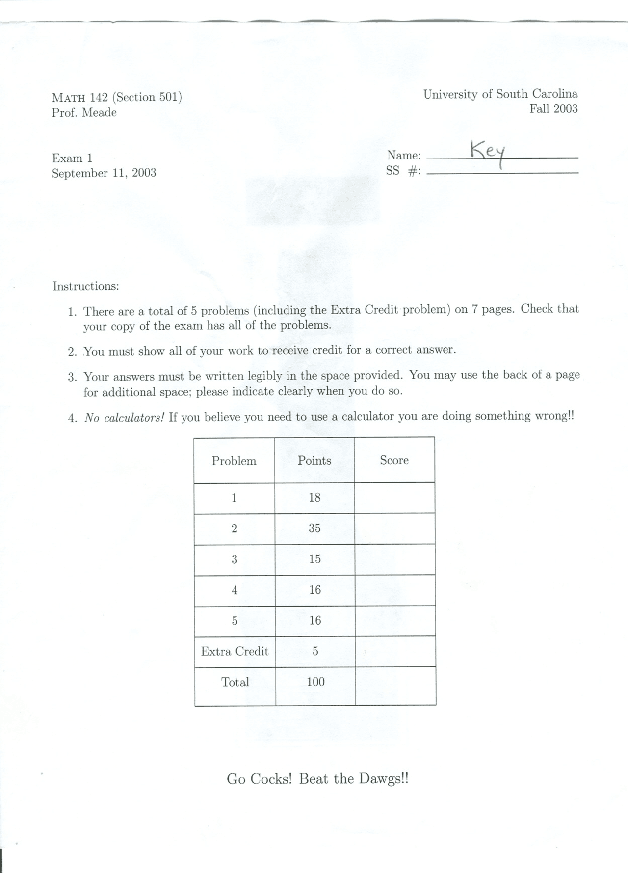 Resolution For Exam 1 Calculus Ii Math 142 Docsity