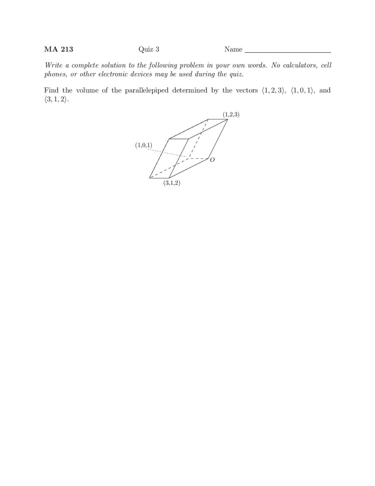 Solved Problems On Calculus Iii Quiz 3 Ma 213 Docsity