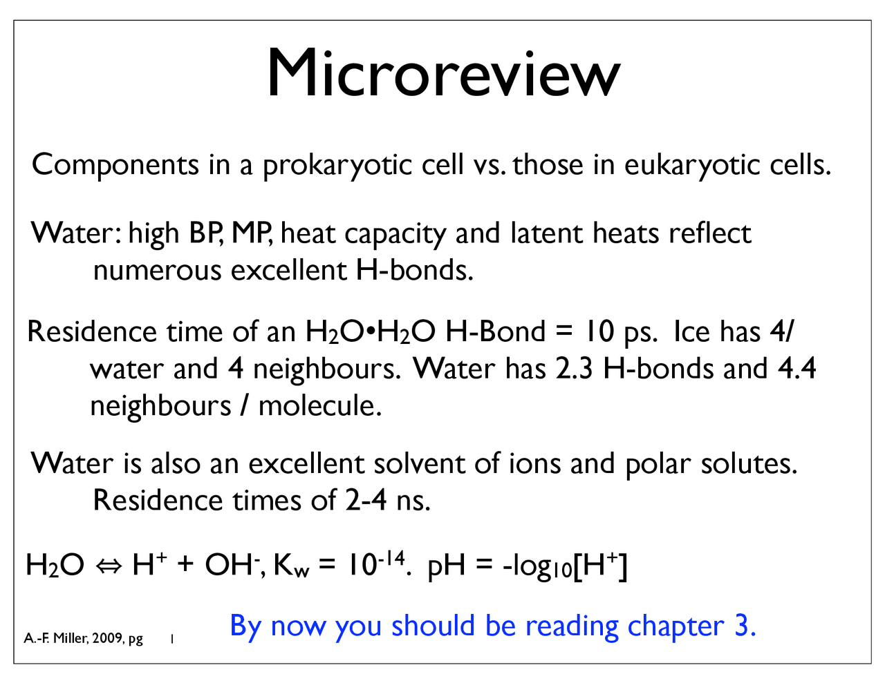 Micro Review - Biological Chemistry I - Lecture Slides | CHE 550 - Docsity
