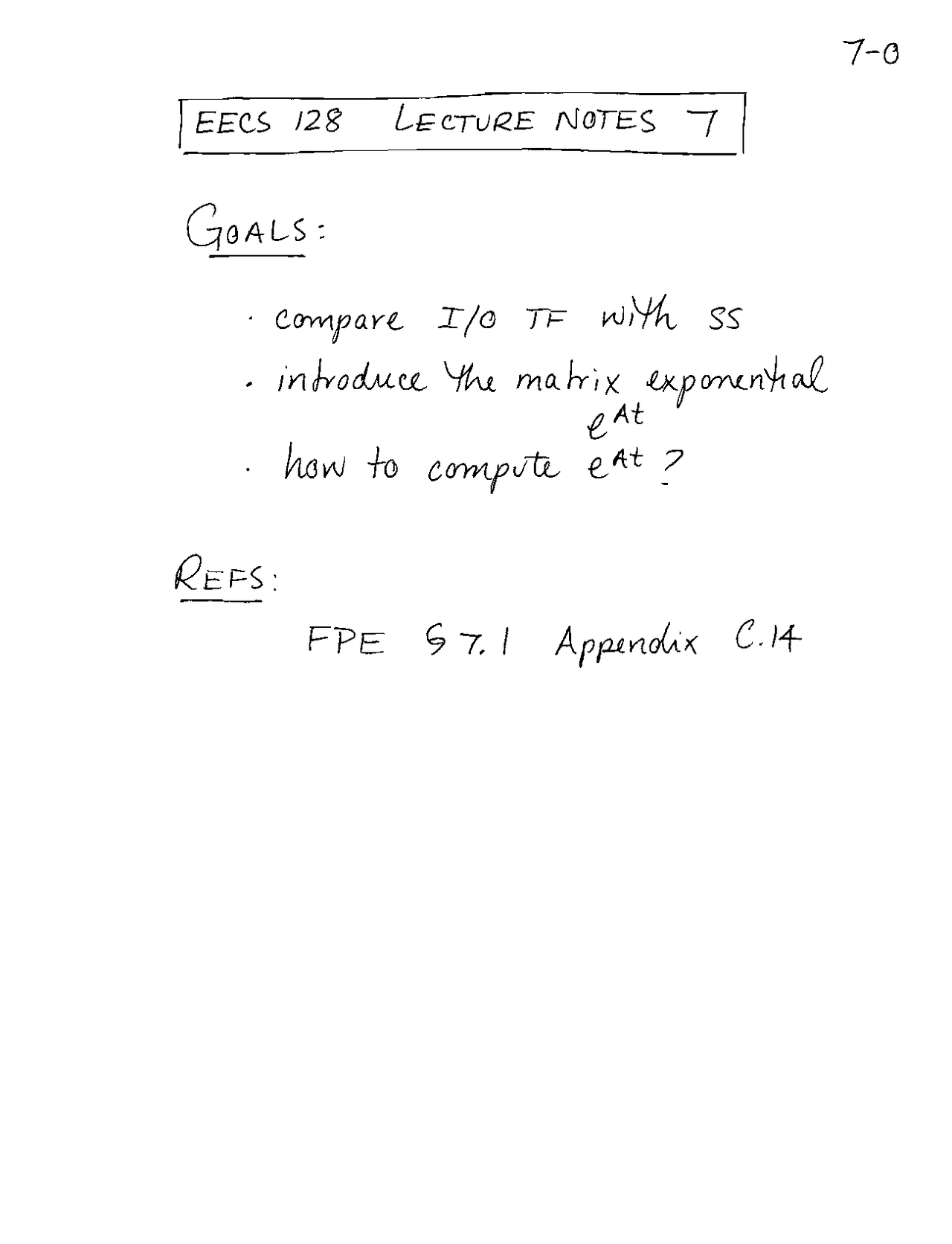 Feedback Control Systems Lecture Notes El Eng 128 Docsity
