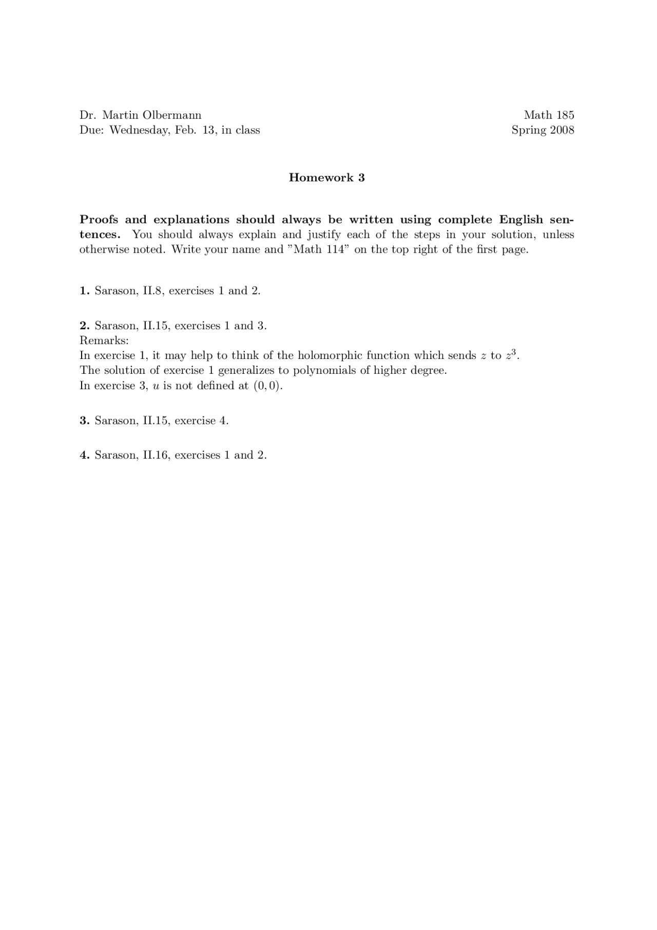 Practice Problems On Introduction To Complex Analysis Assignment 3