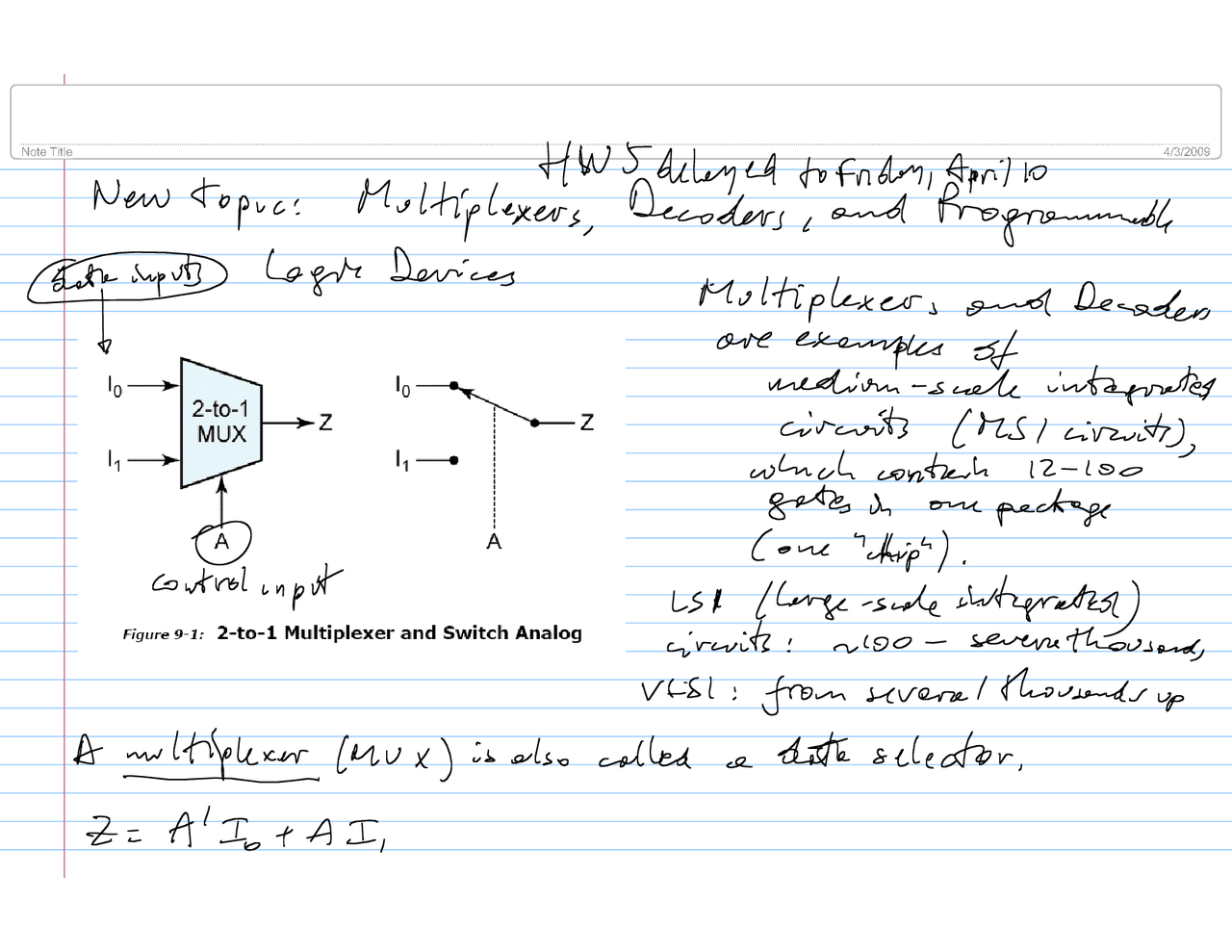 Multiplexers Decoders And Programmables Handwritten Notes Csce 211 Docsity