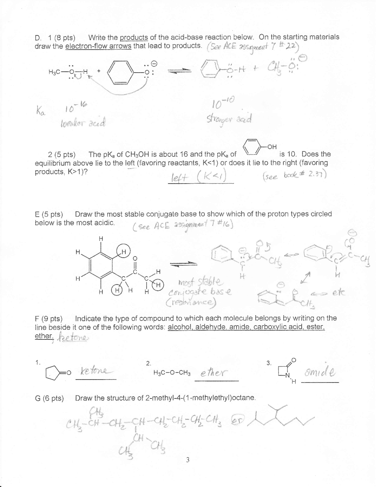 Acid Base Reactions Questions with Answers | Organic Chemistry I | CHE ...