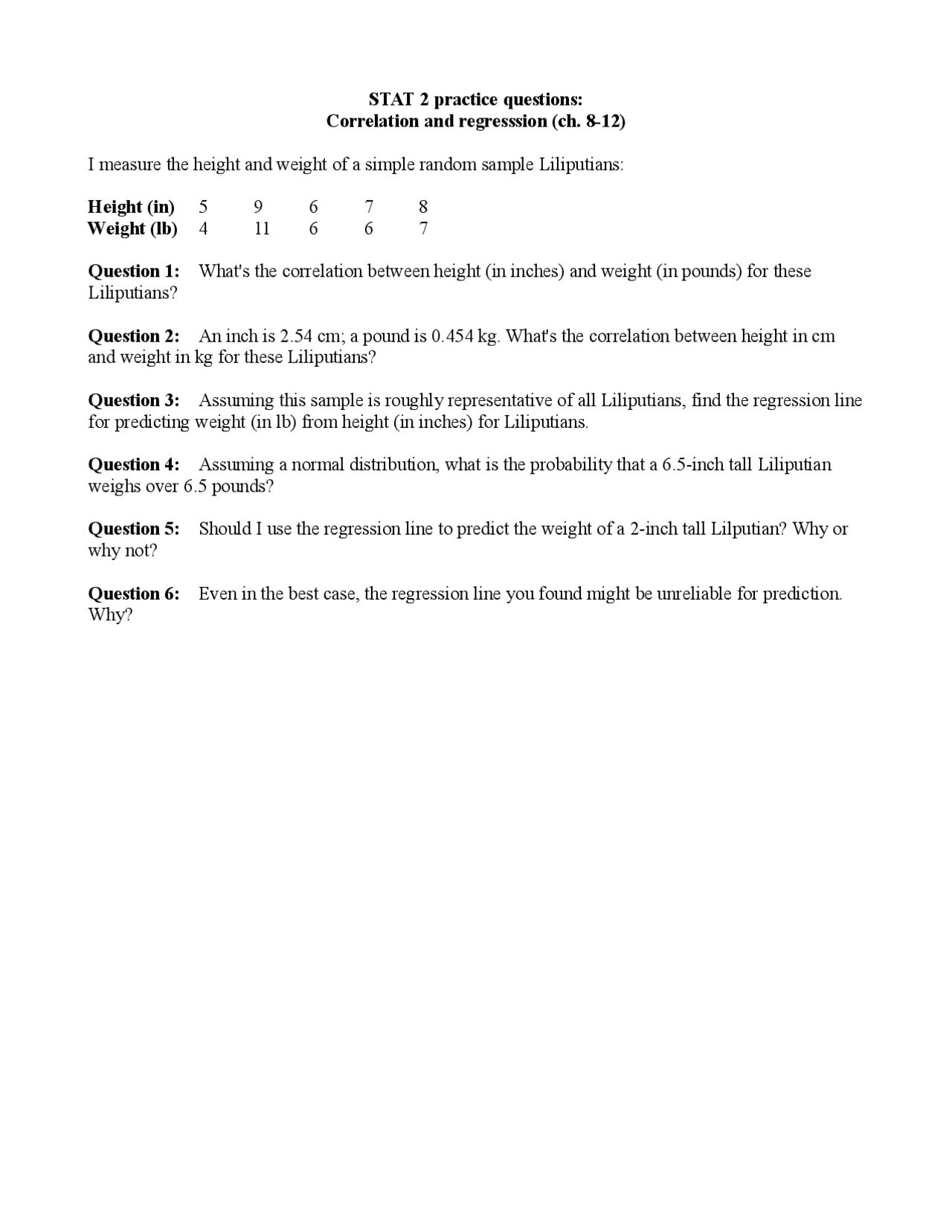 Homework 2 Questions Introduction To Statistics Stat 2 Docsity