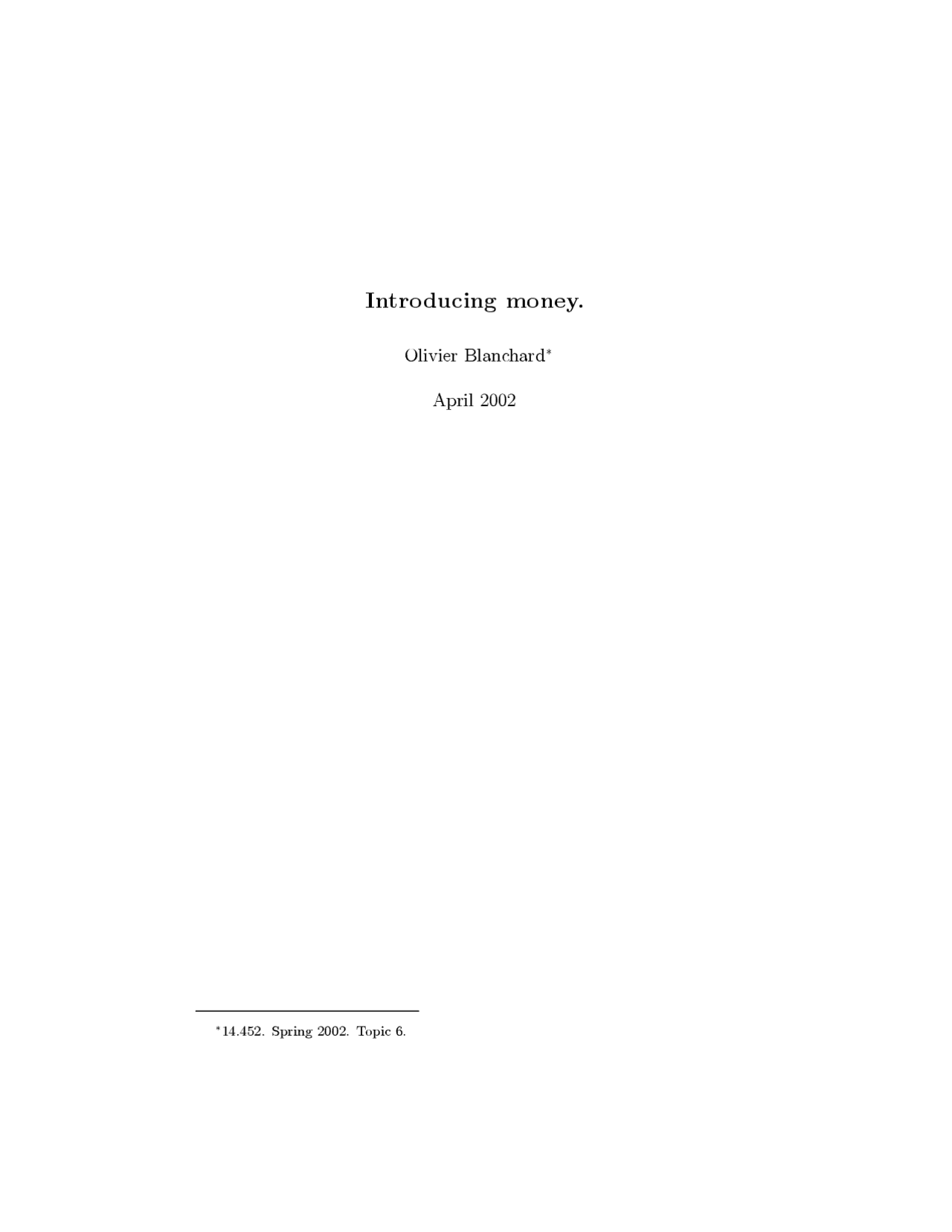 Introduction Money - Trans Eastern Europe | ECON 161 - Docsity