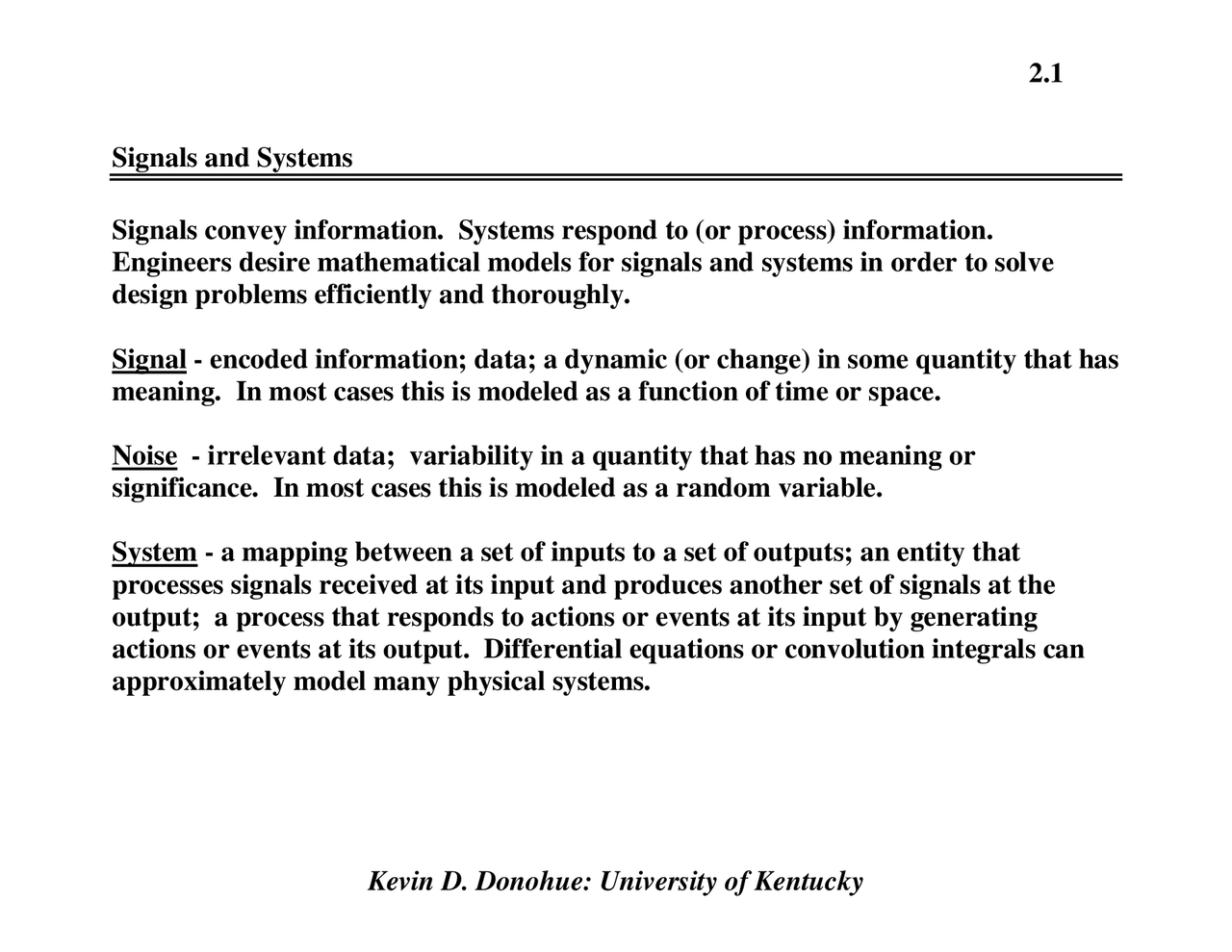 Classification Of System Signal And System Lecture Notes Ee 421g