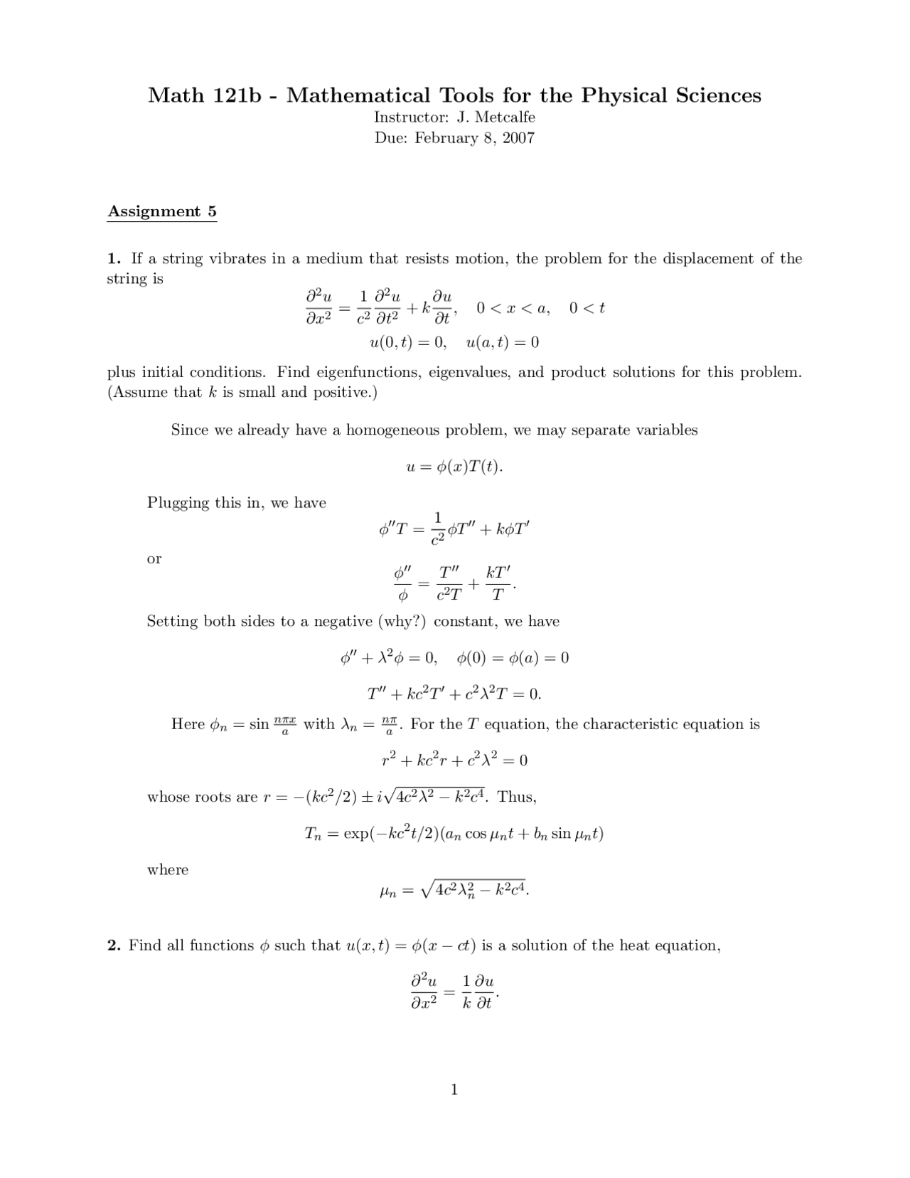 3 Solved Problems On Eigenvalues And Eigenfunctions Assignment 5
