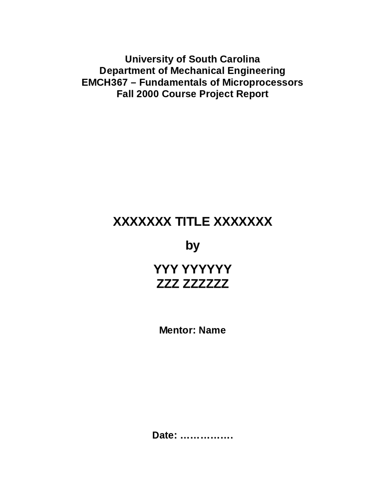 Project Report - Microcontrollers Mechanics Engineering | EMCH 367 - Docsity