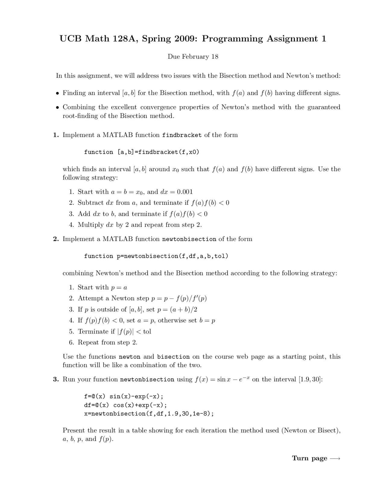 Programming Assignment 1 - Numerical Analysis | MATH 128A - Docsity Programming Assignment 1 - Numerical Analysis | MATH 128A - Docsity