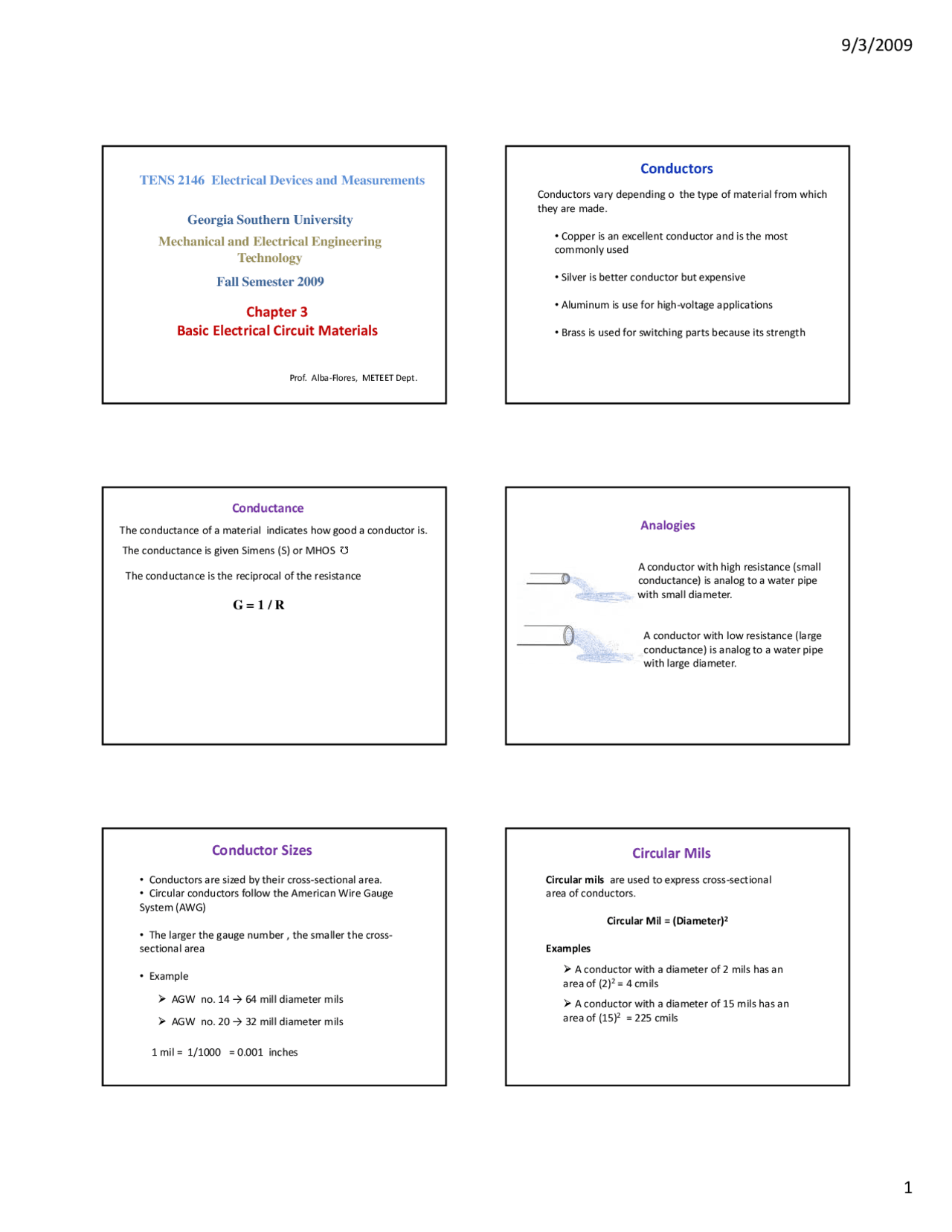 Basic Electrical Circuit Materials Lecture Slides Tens 2146 Docsity