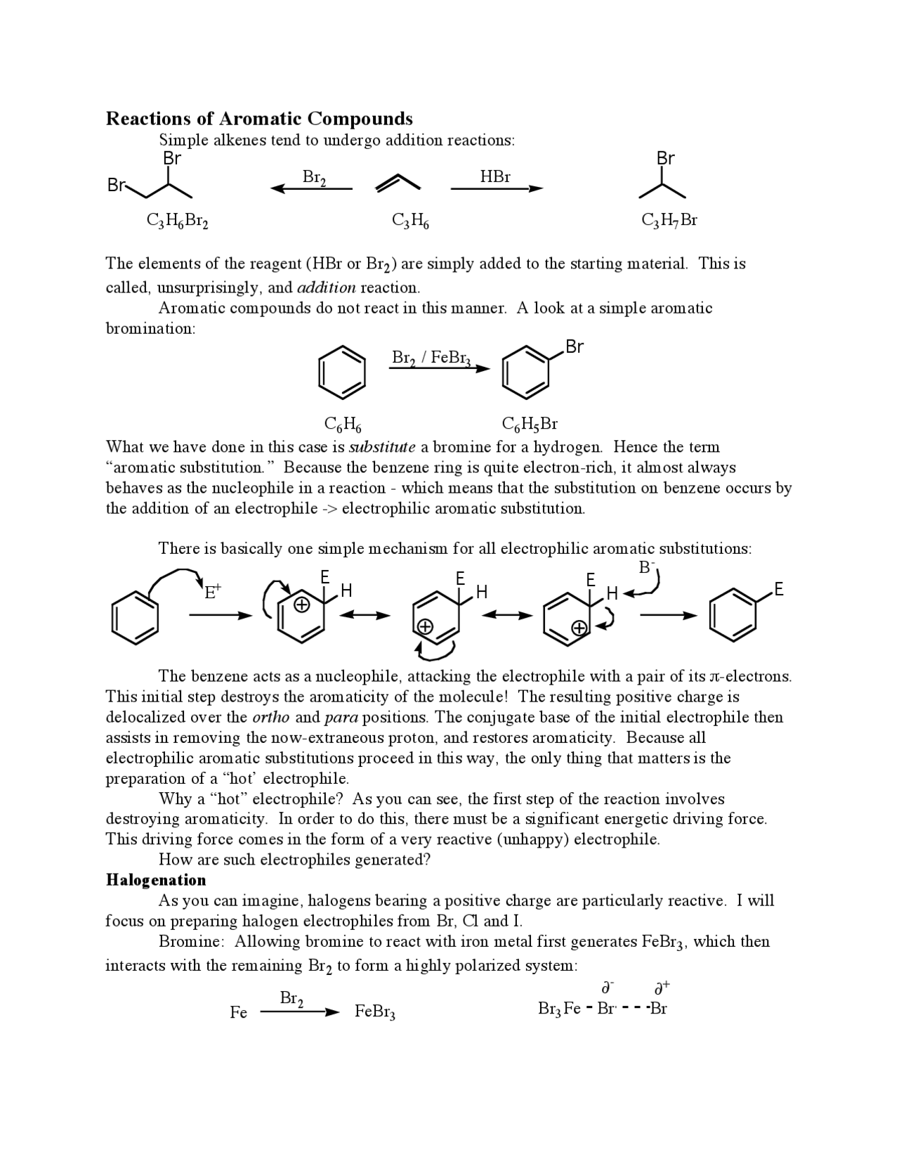 Reaction of Aromatic Compounds - Organic Chemistry I | CHE 232 | Study ...