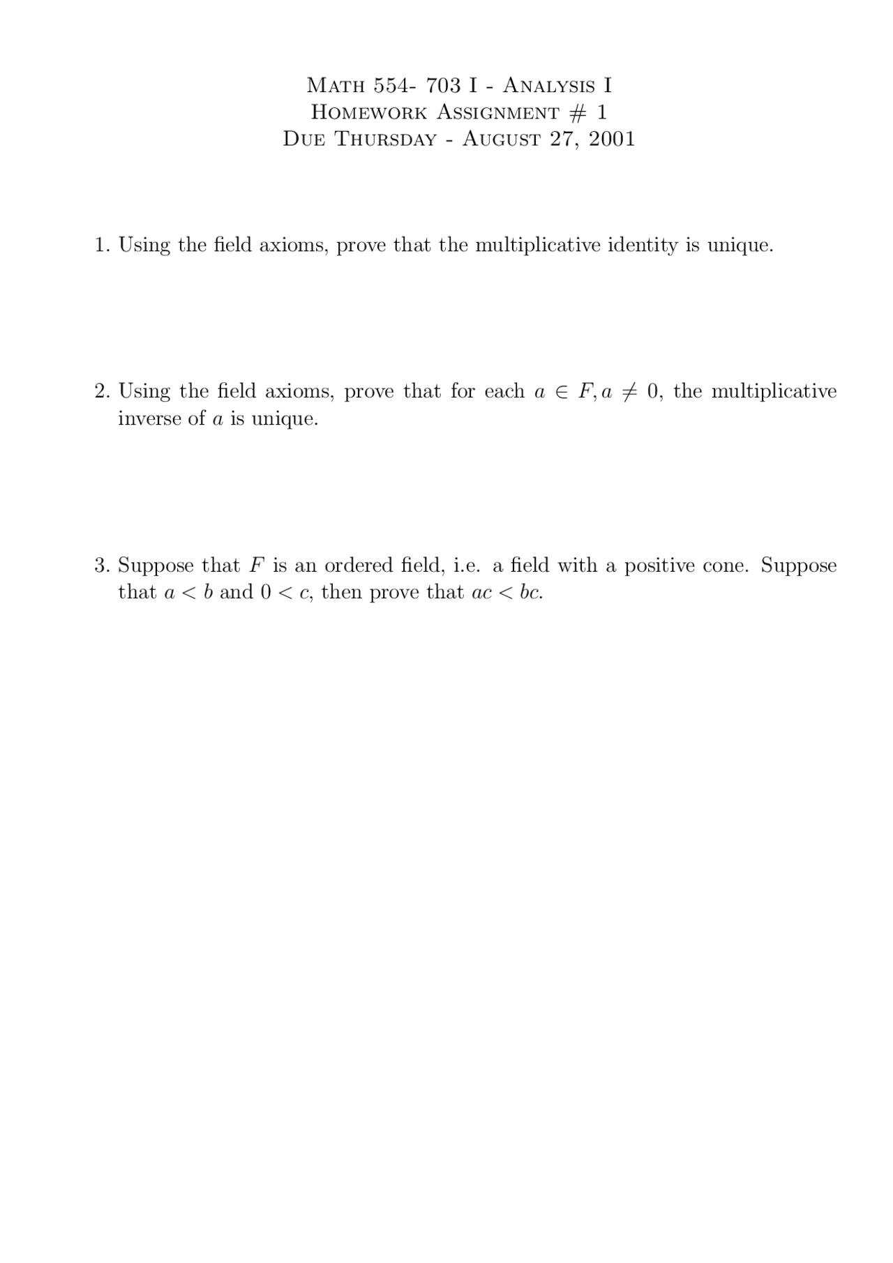 3 Problems On The Multiplicative Inverse Assignment 1 Math 554