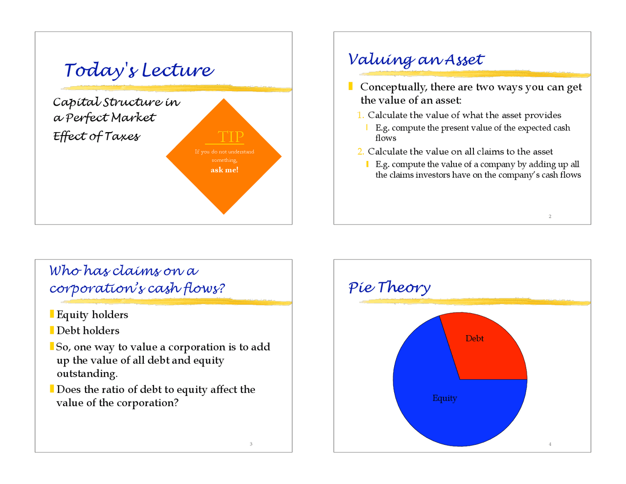 Capital Structure In A Perfect Market Effect Of Taxes Lecture Slides