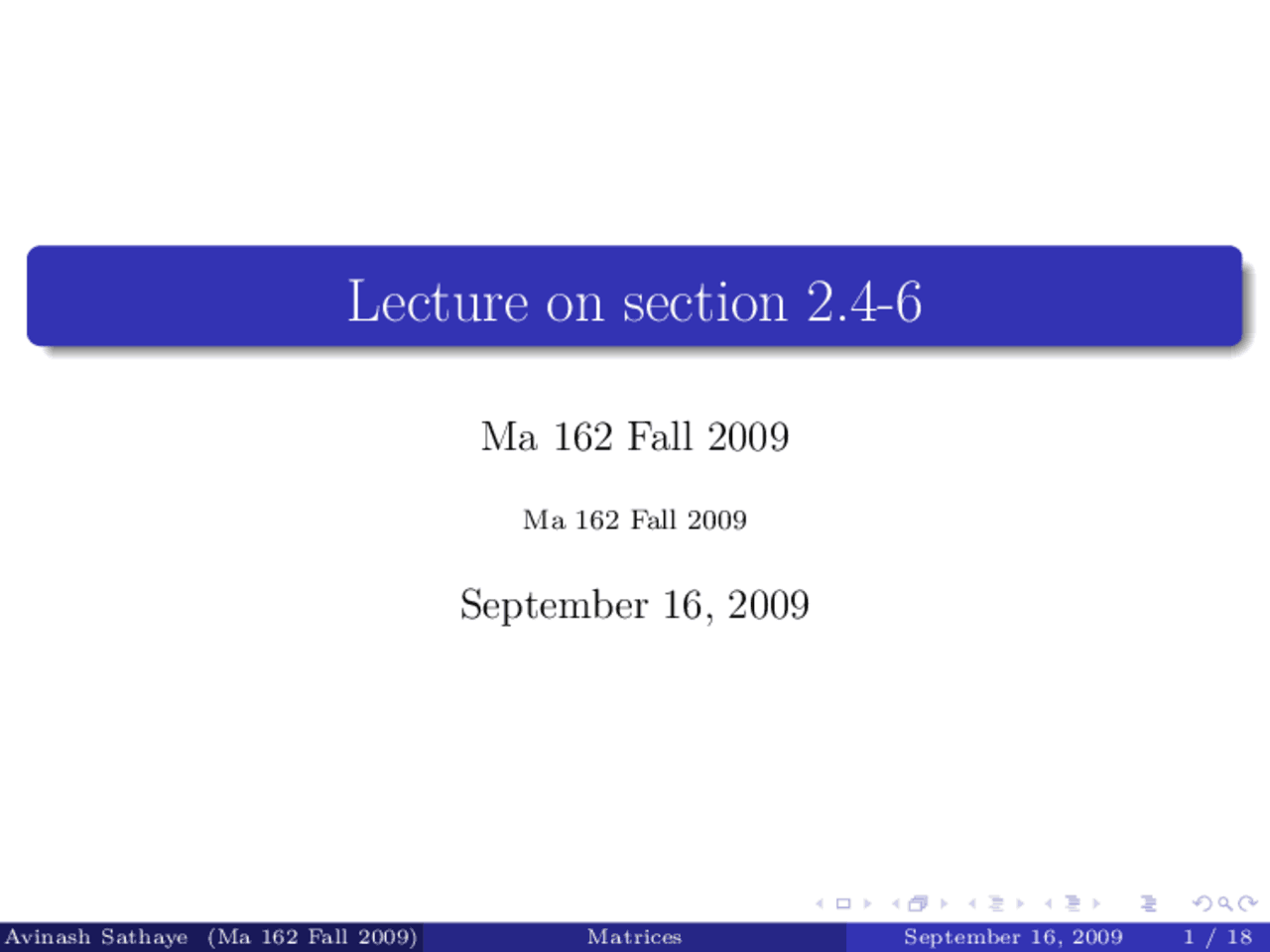 Notes on Matrix and Operations - Finite Mathematics | MA 162 - Docsity