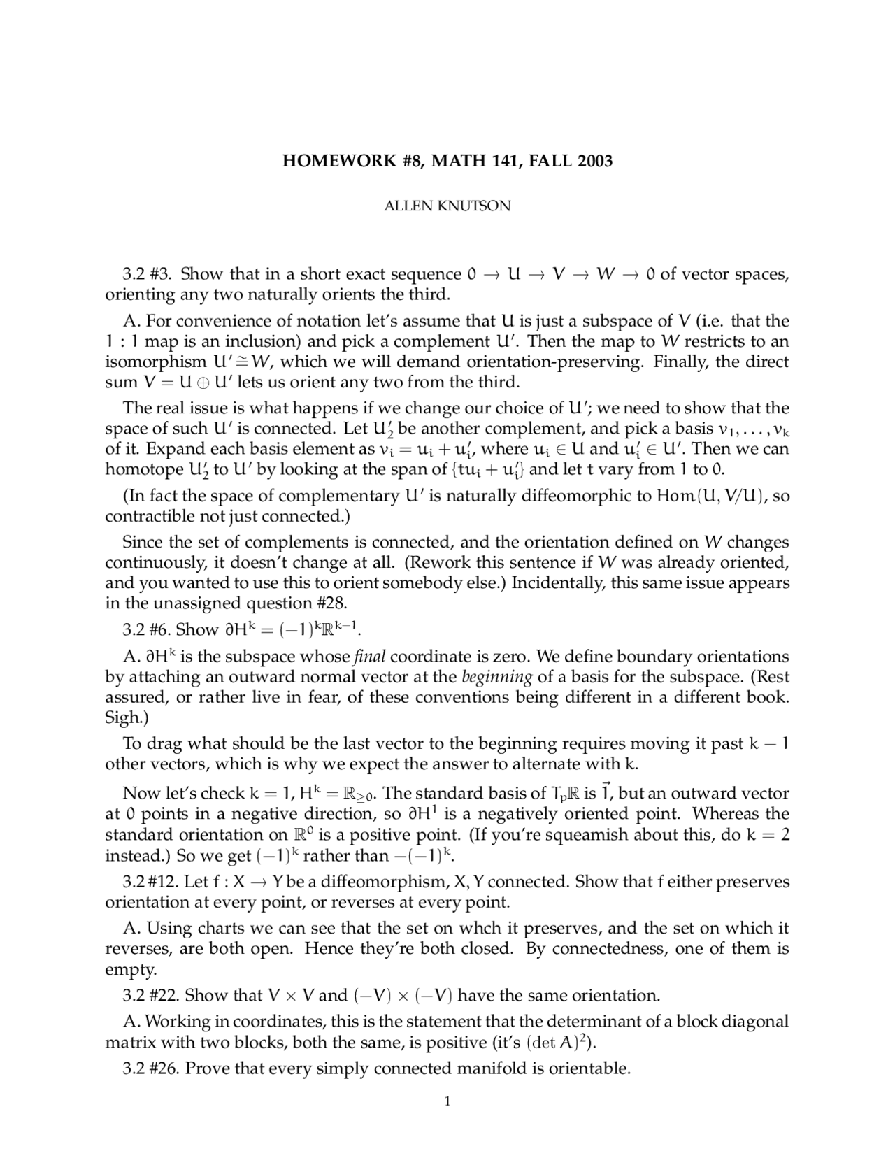 10 Solved Questions For Assignment Elementary Algebraic Topology Math 142 Docsity