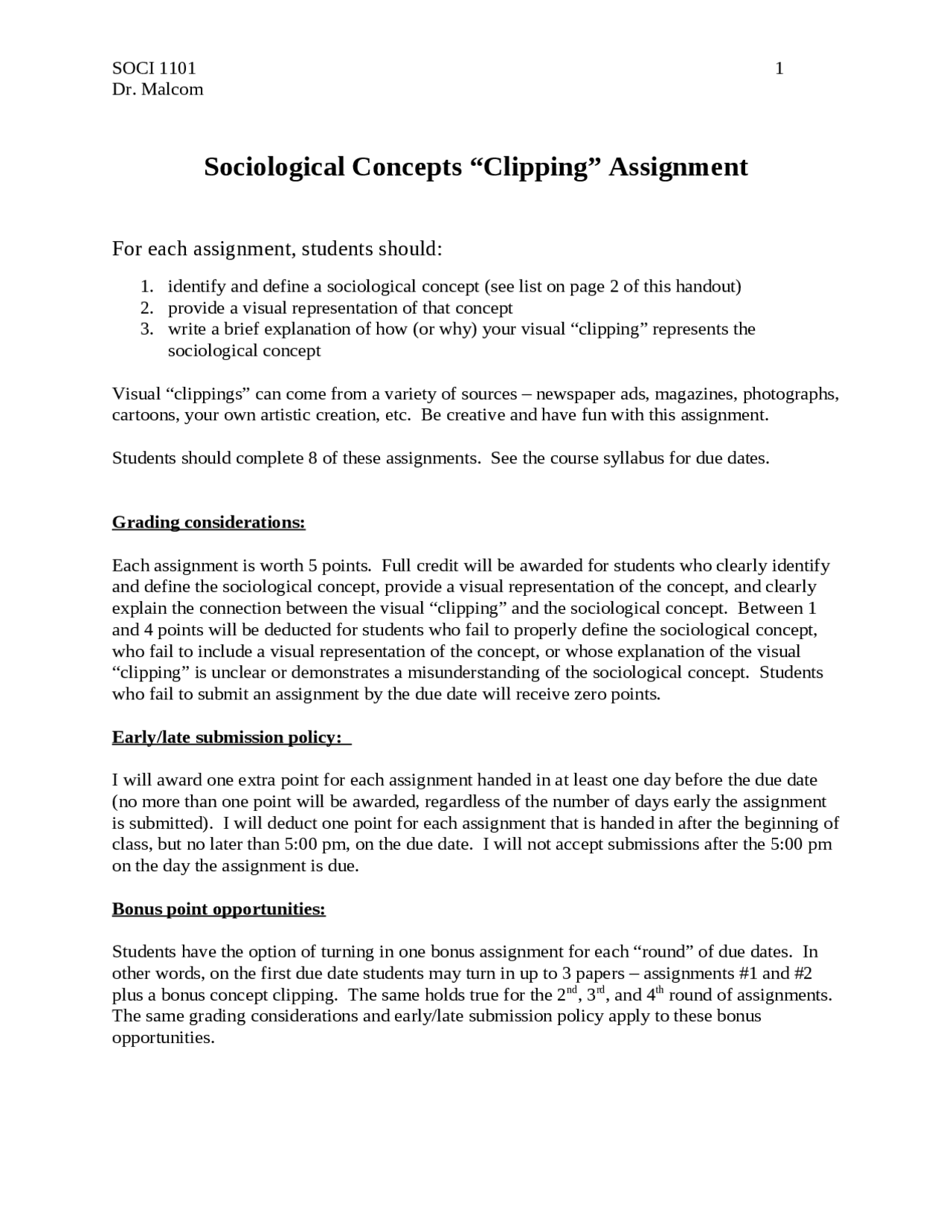 Sociological Concepts On Clipping Assignment Soci 1101 Docsity