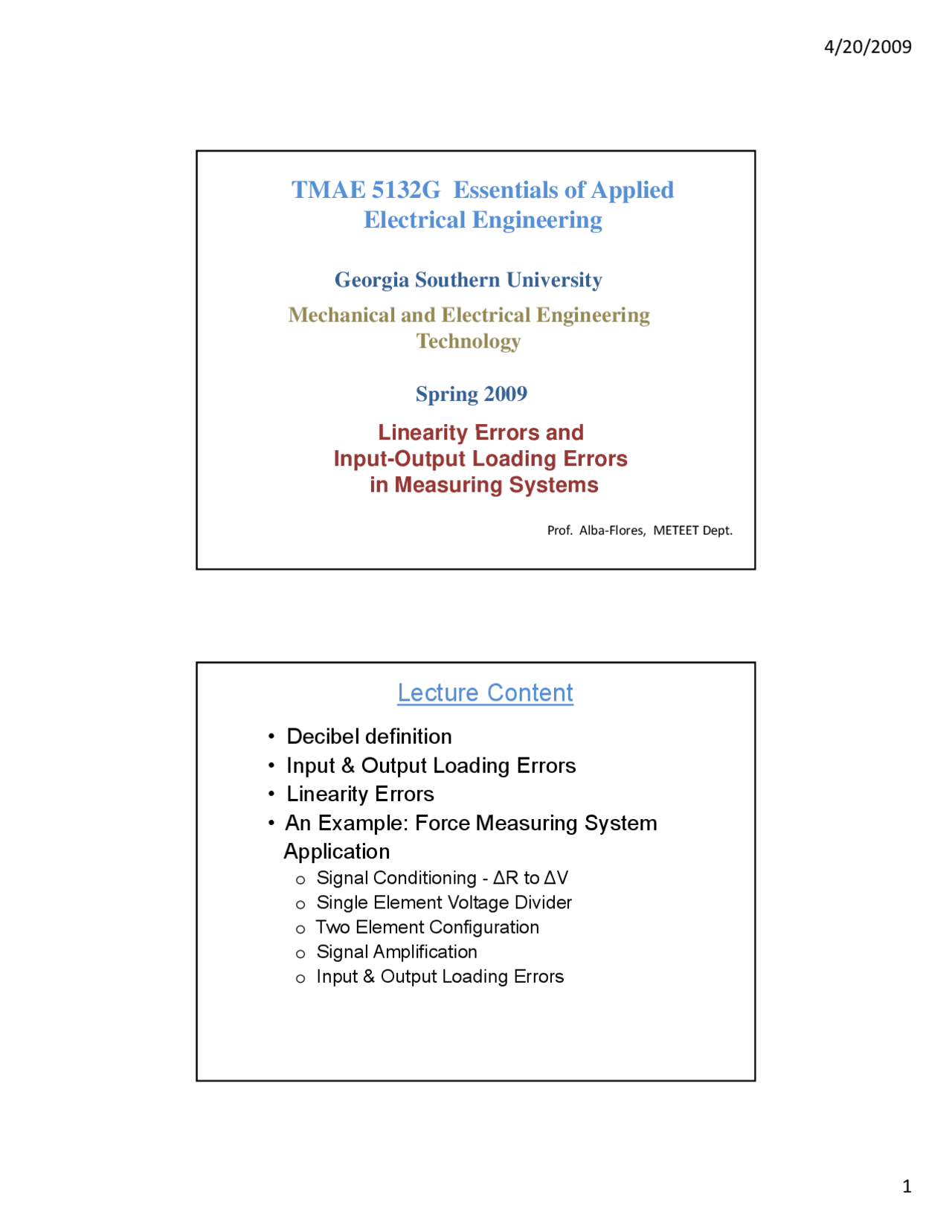 Linearity Errors and Input Output Loading Errors in Measuring System ...