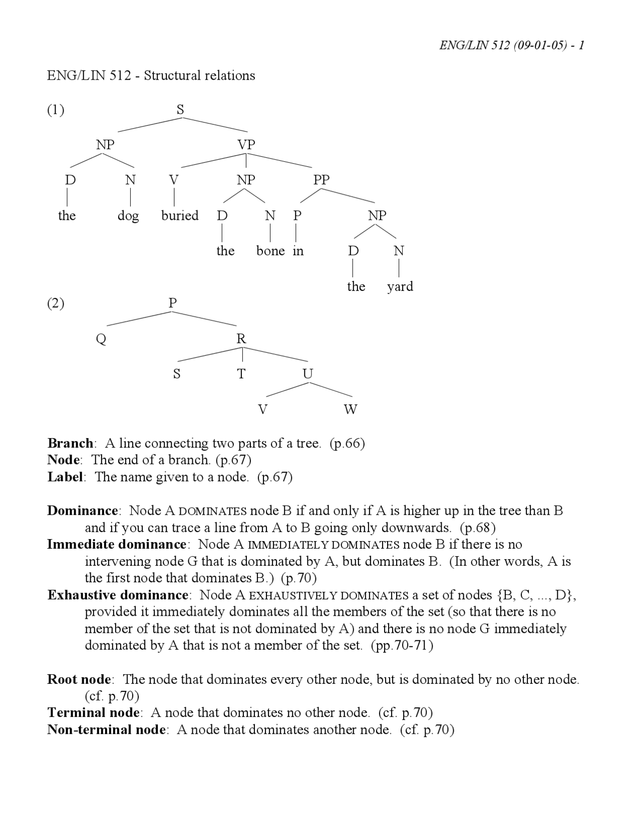 Structural Relations Analysis Of English Syntax Notes Lin 512