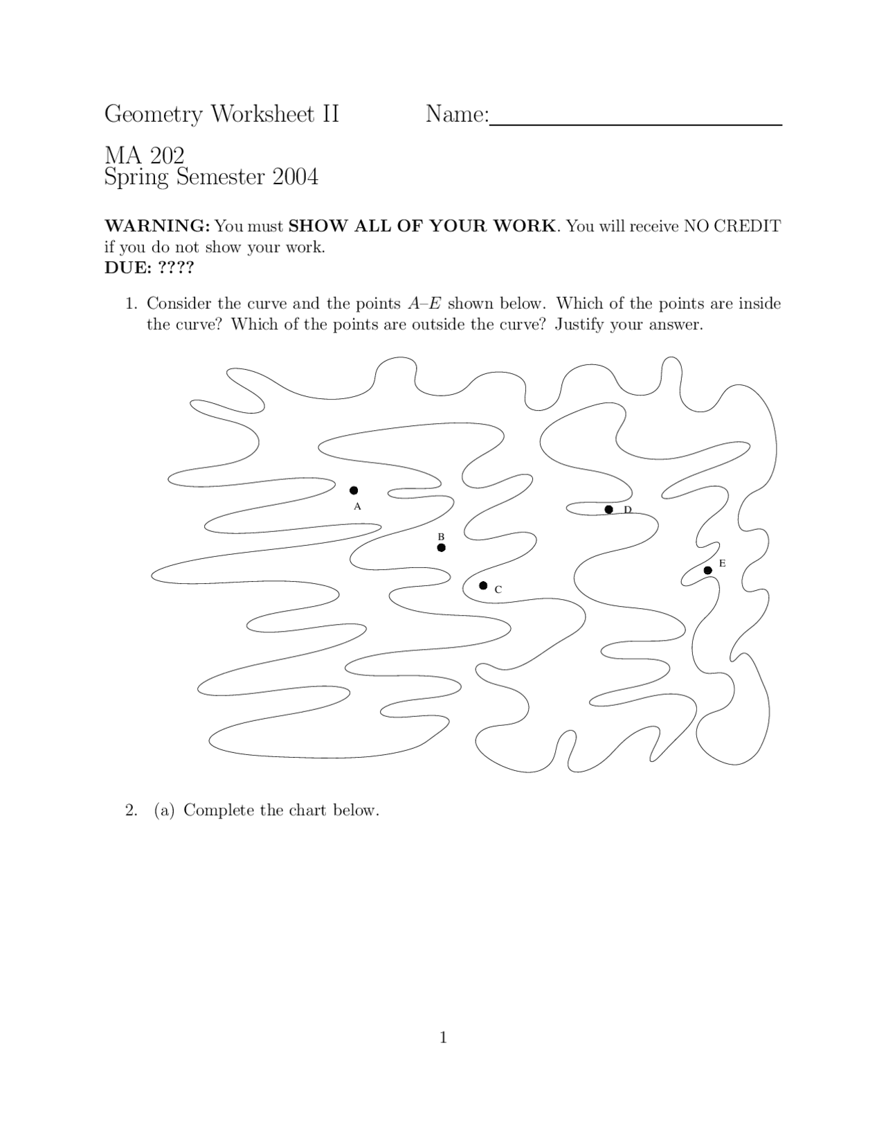 Geometry Worksheet 2 | Mathematics for Elementary Teachers | MA 202 ...