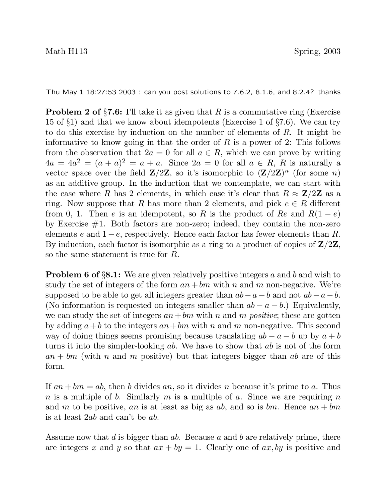 4 Practice Problems On Introduction To Abstract Algebra Assignment