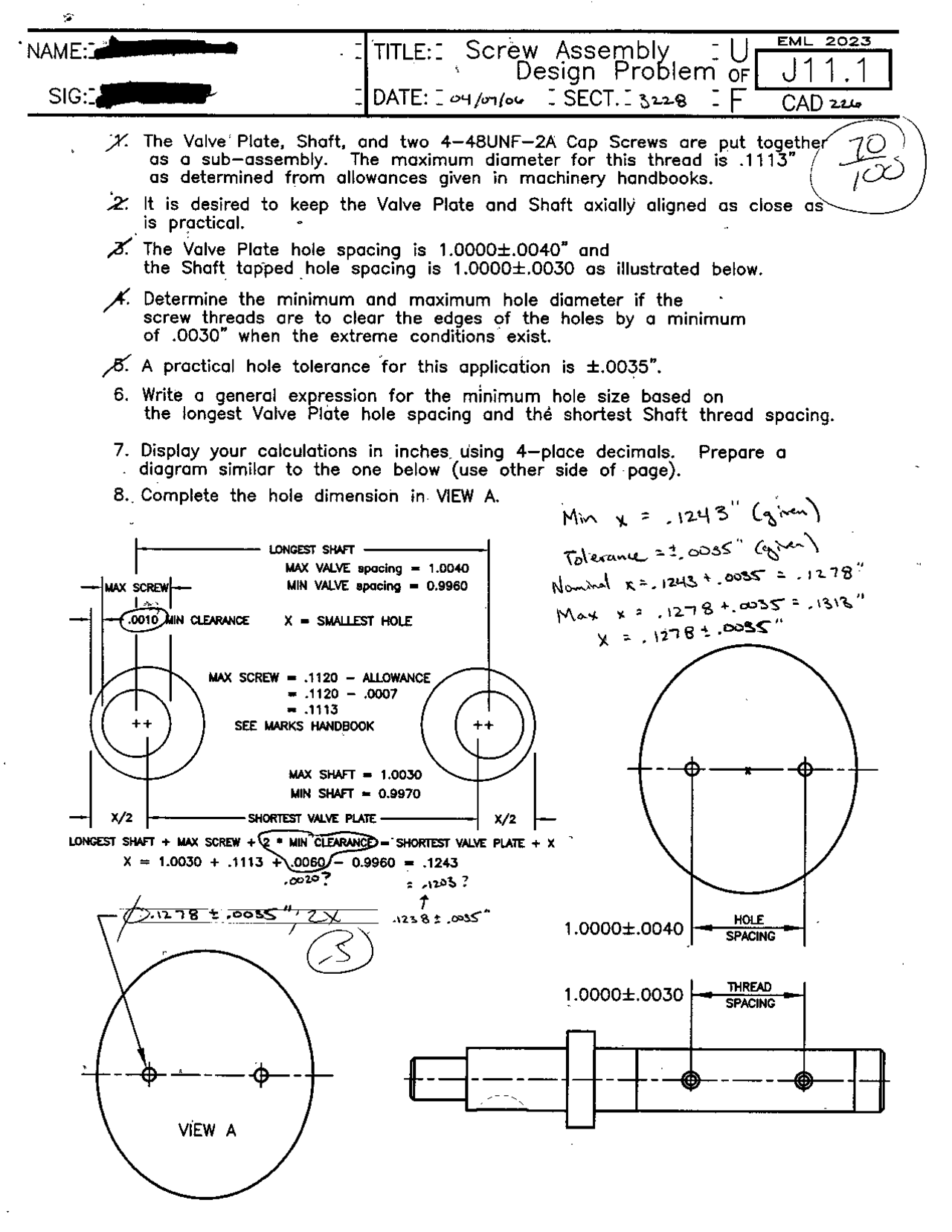 Screw Assembly Design Problems Assignment Solution Eml 2023 Docsity