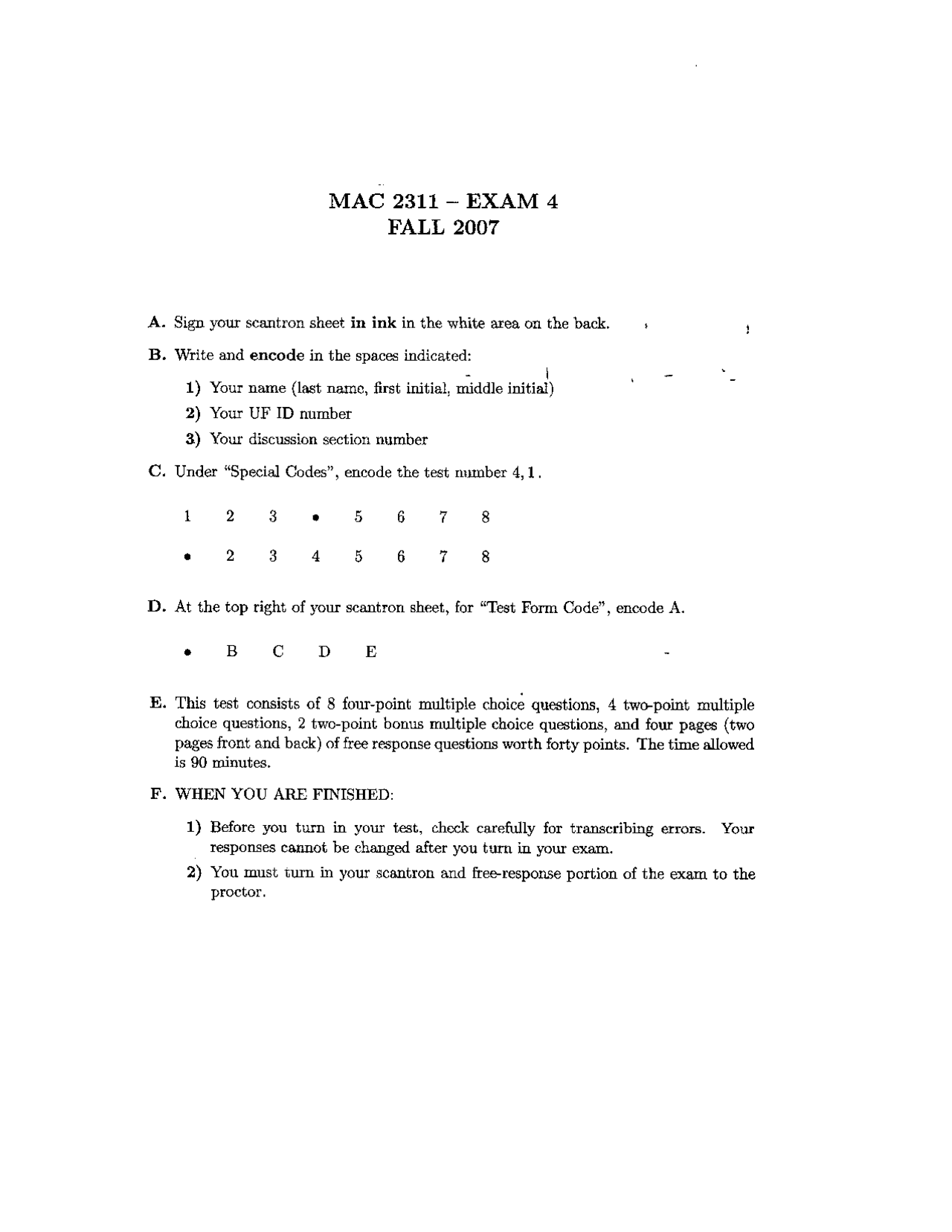 Analytical Geometry And Calculus I Solved Exam 4 Questions Mac 2311
