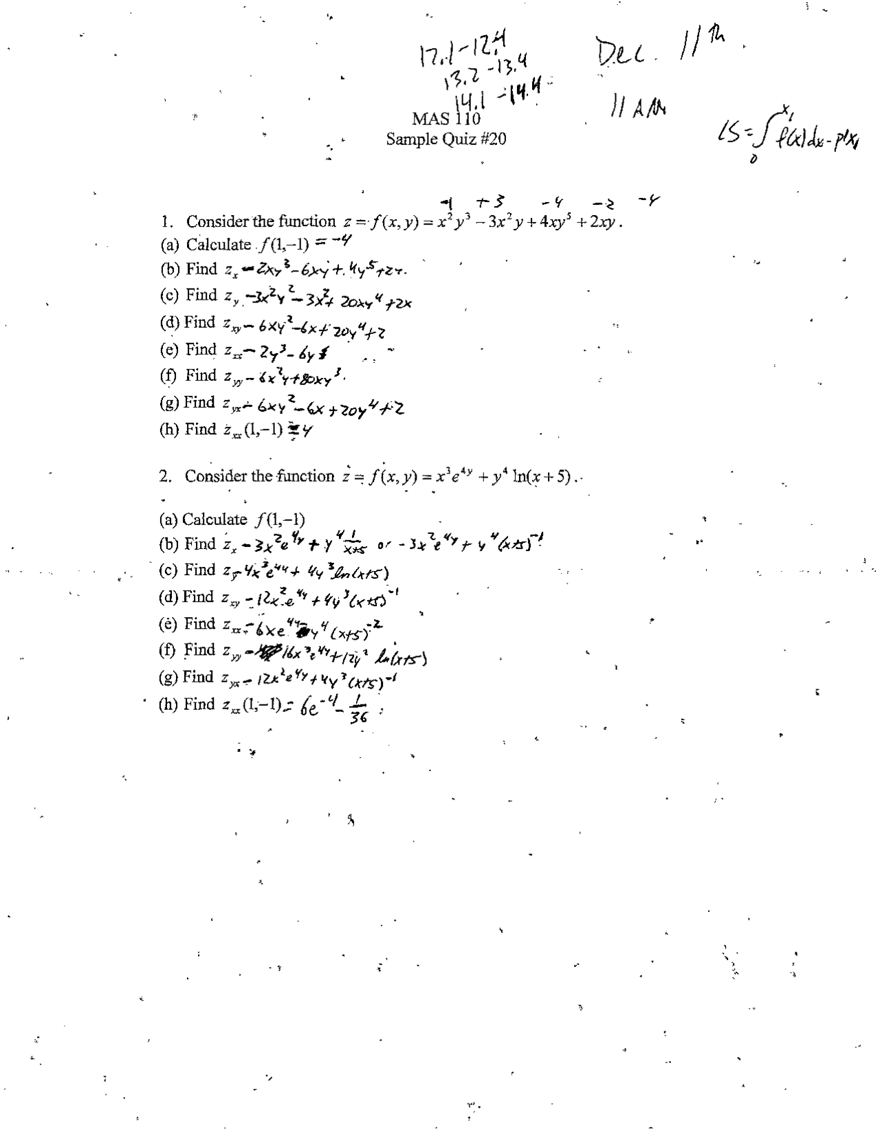 Quiz on Vector Calculus and Multivariable Functions | Quizzes Business Management and Analysis ...