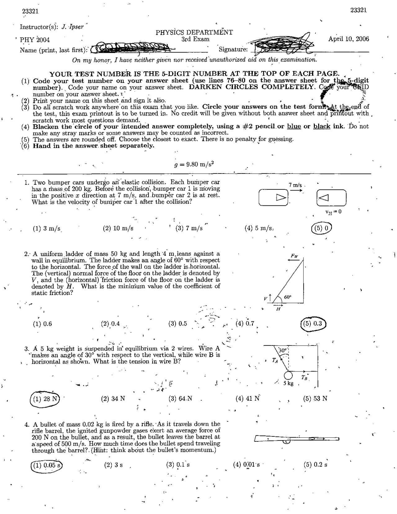 Exam 3 With Answer Key Applied Physics I Phy 2004 Docsity