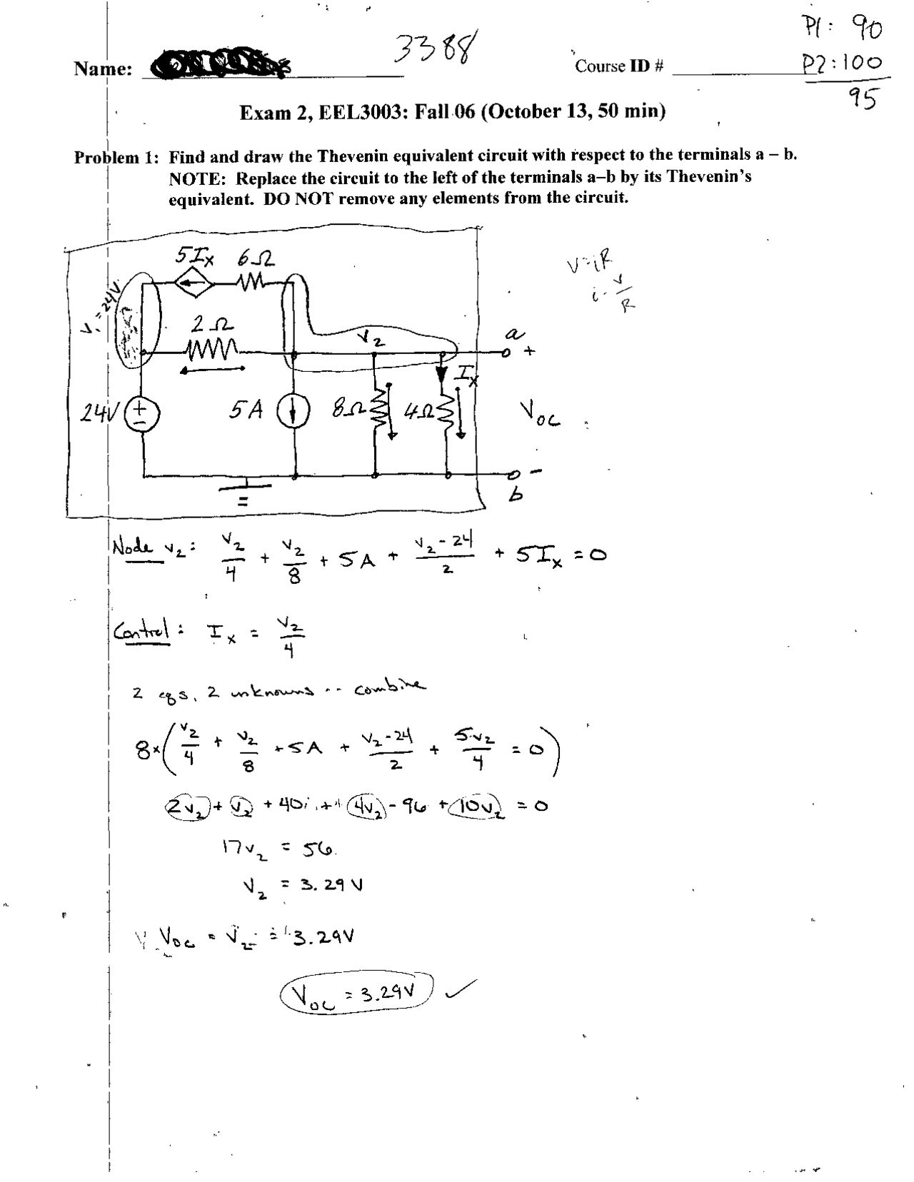 Exam 3 With 3 Problems Elements Of Electrical Engineering Eel 3003