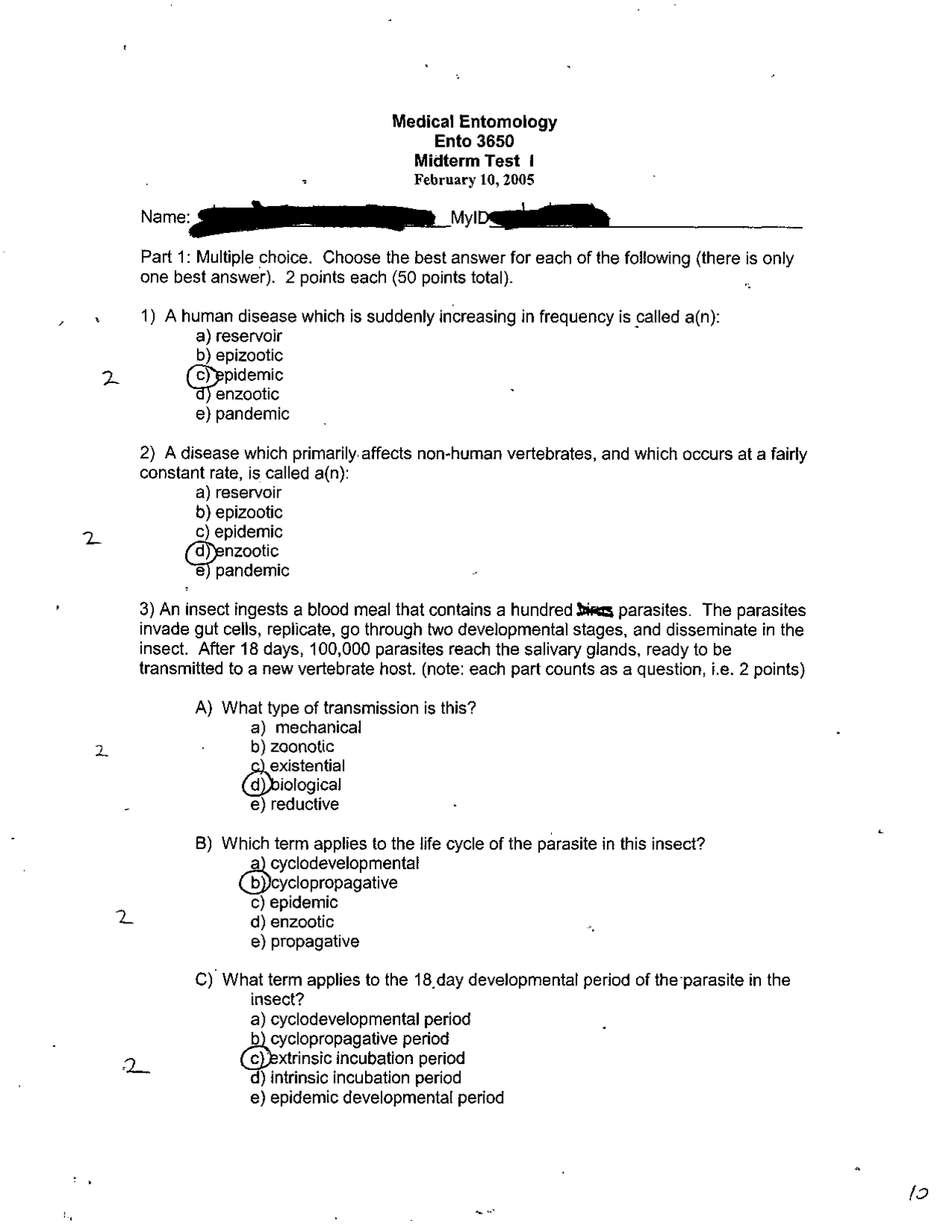 Solved Midterm Exam For Medical Entomology Ento 3650 Docsity