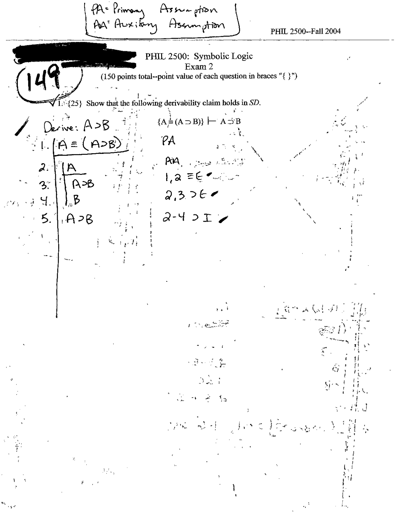 Exam 2 With Answers Symbolic Logic Phil 2500 Docsity