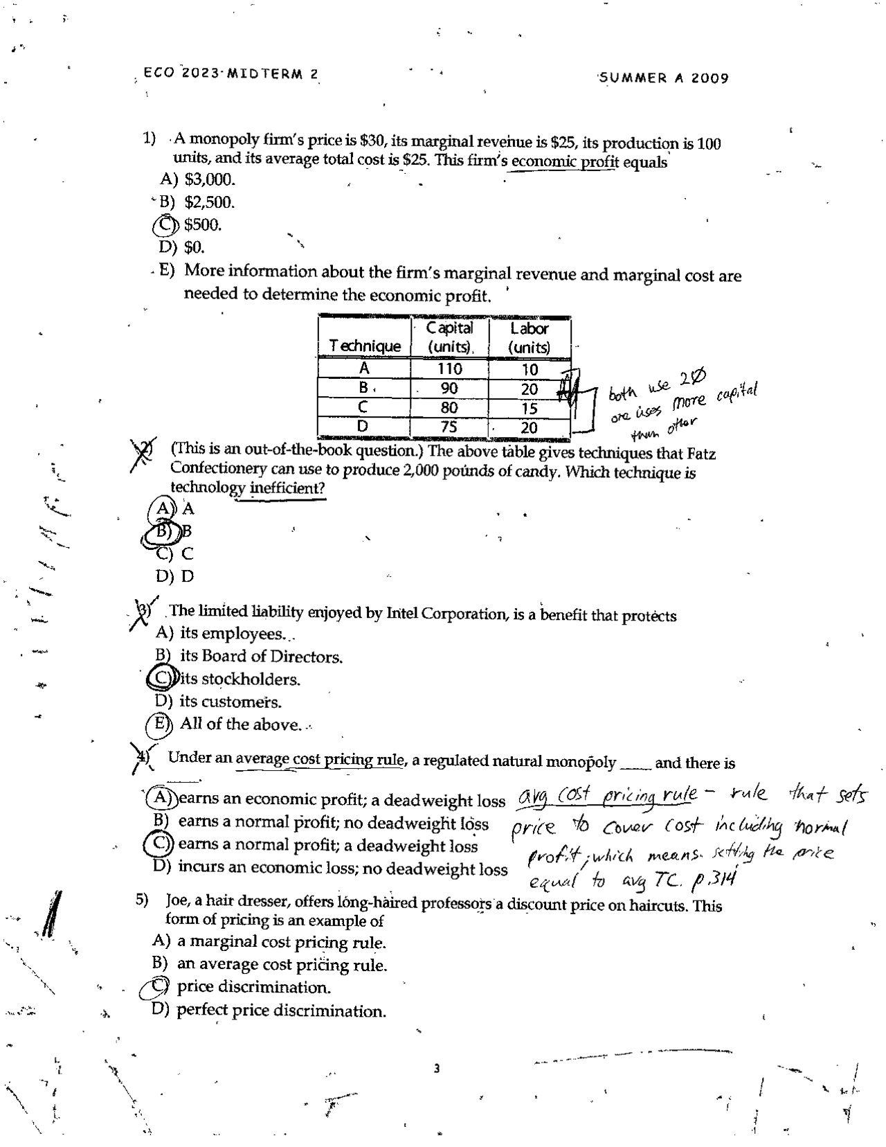 Midterm 2 Questions With Answer Key Principles Of Microeconomics