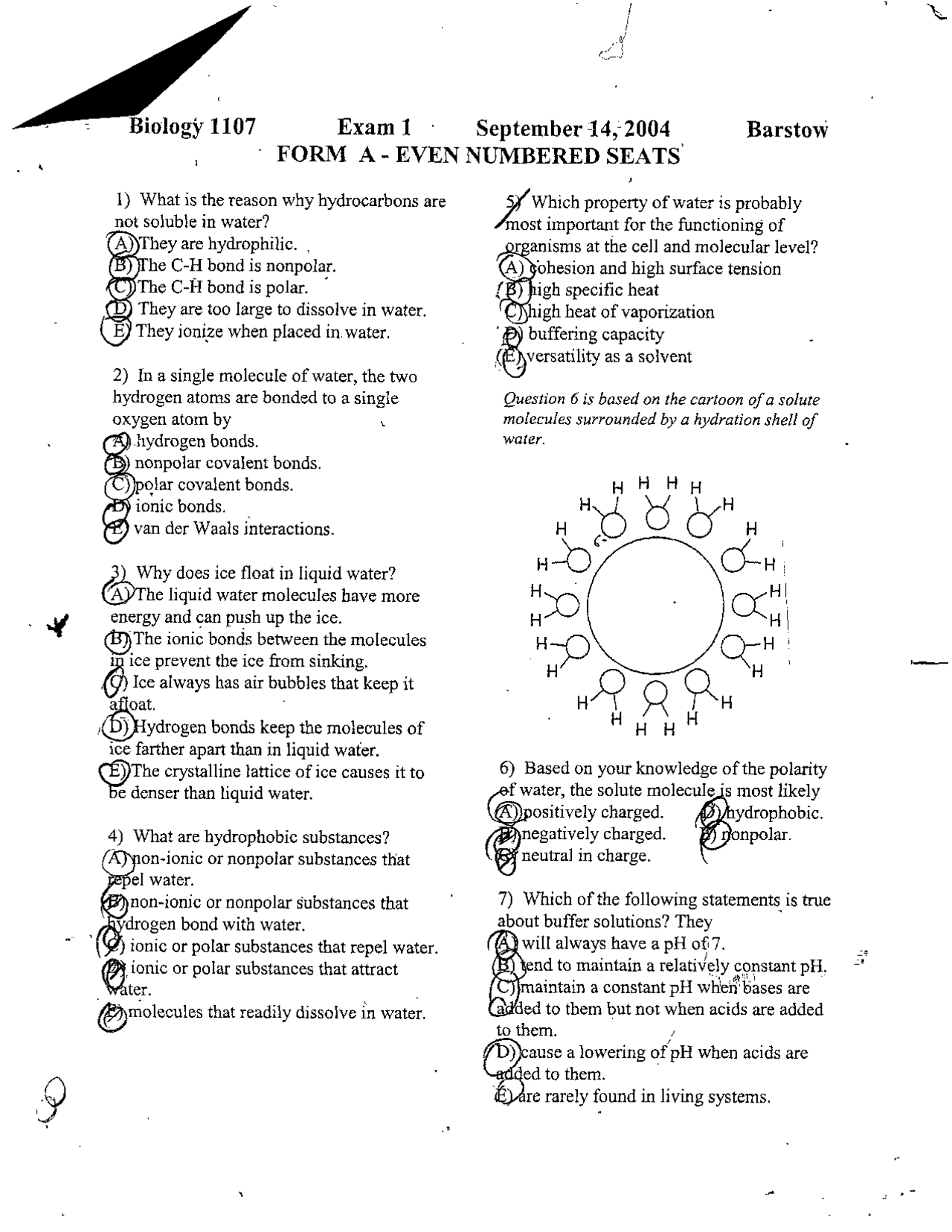 Exam 1 Mcqs With Answer Principles Of Biology I Biol 1107 Docsity