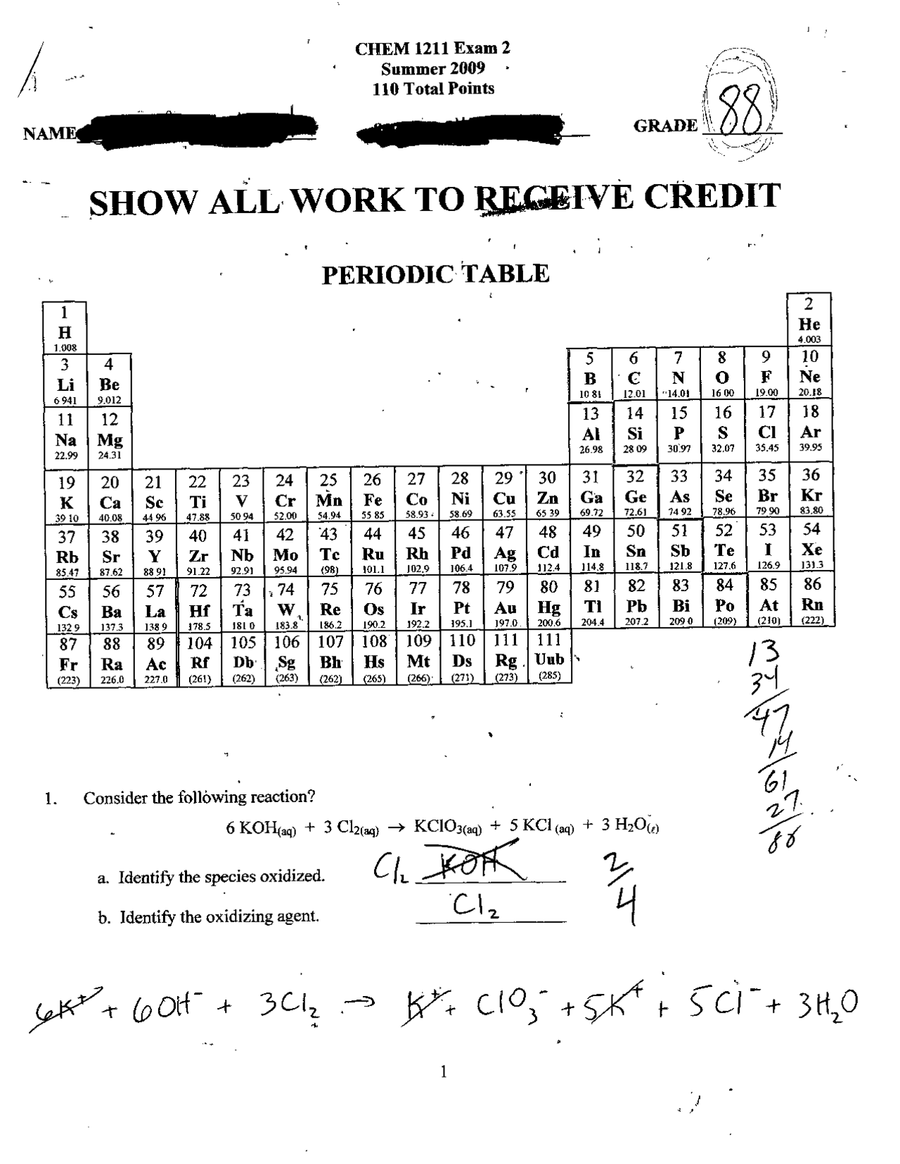 Solved Exam 2 For Freshman Chemistry I Chem 1211 Docsity