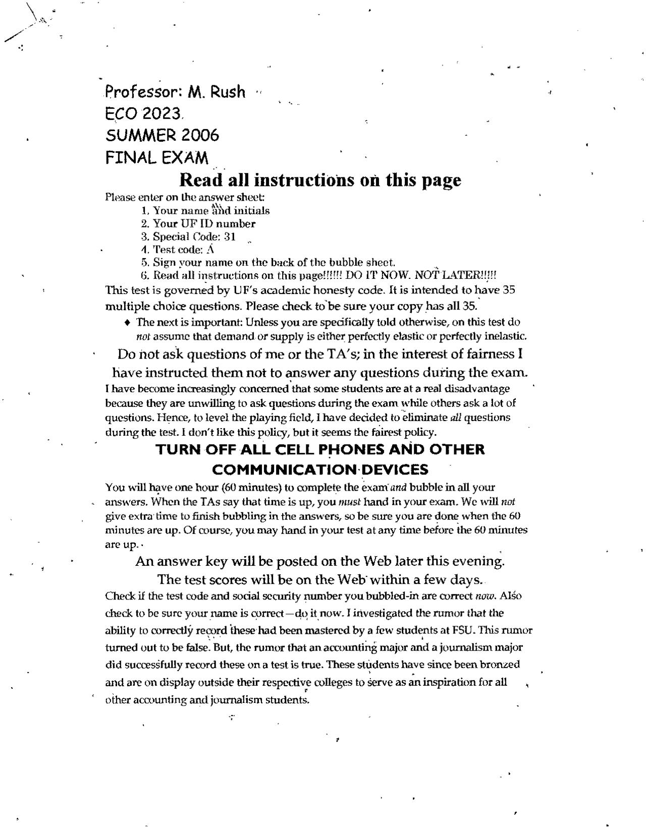 Final Exam Questions Summer 2006 Principles Of Macroeconomics Eco