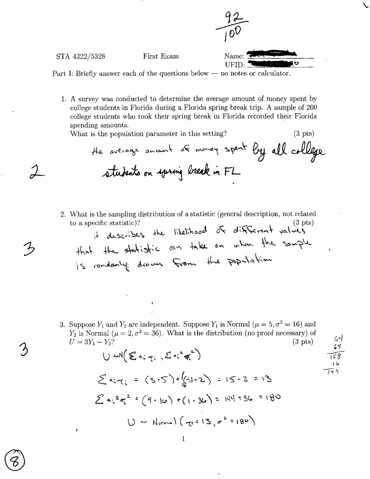 First Exam With Resolution Introduction To Statistics Theory Sta