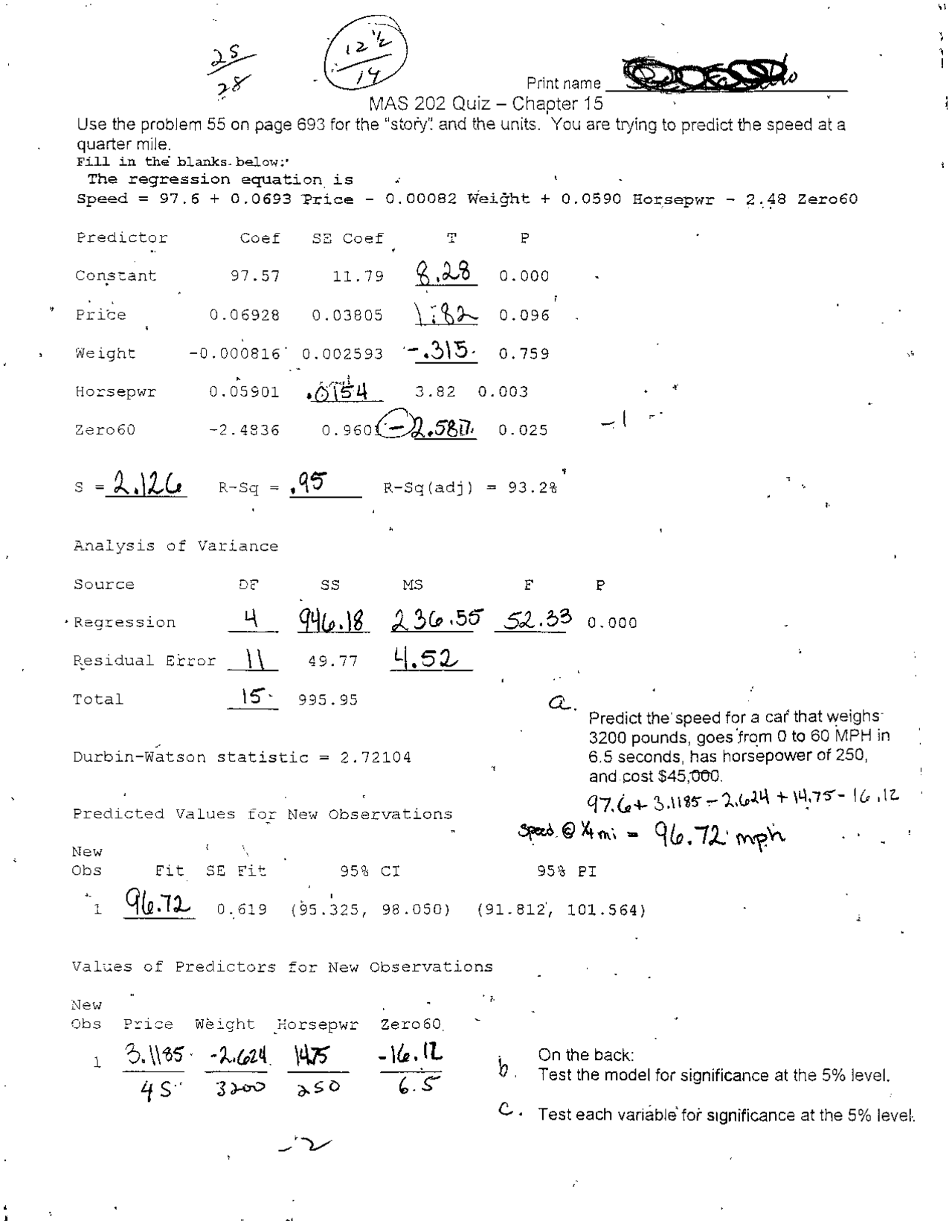 5 Solved Problems On Intermediate Business Statistics Quiz Mas 202