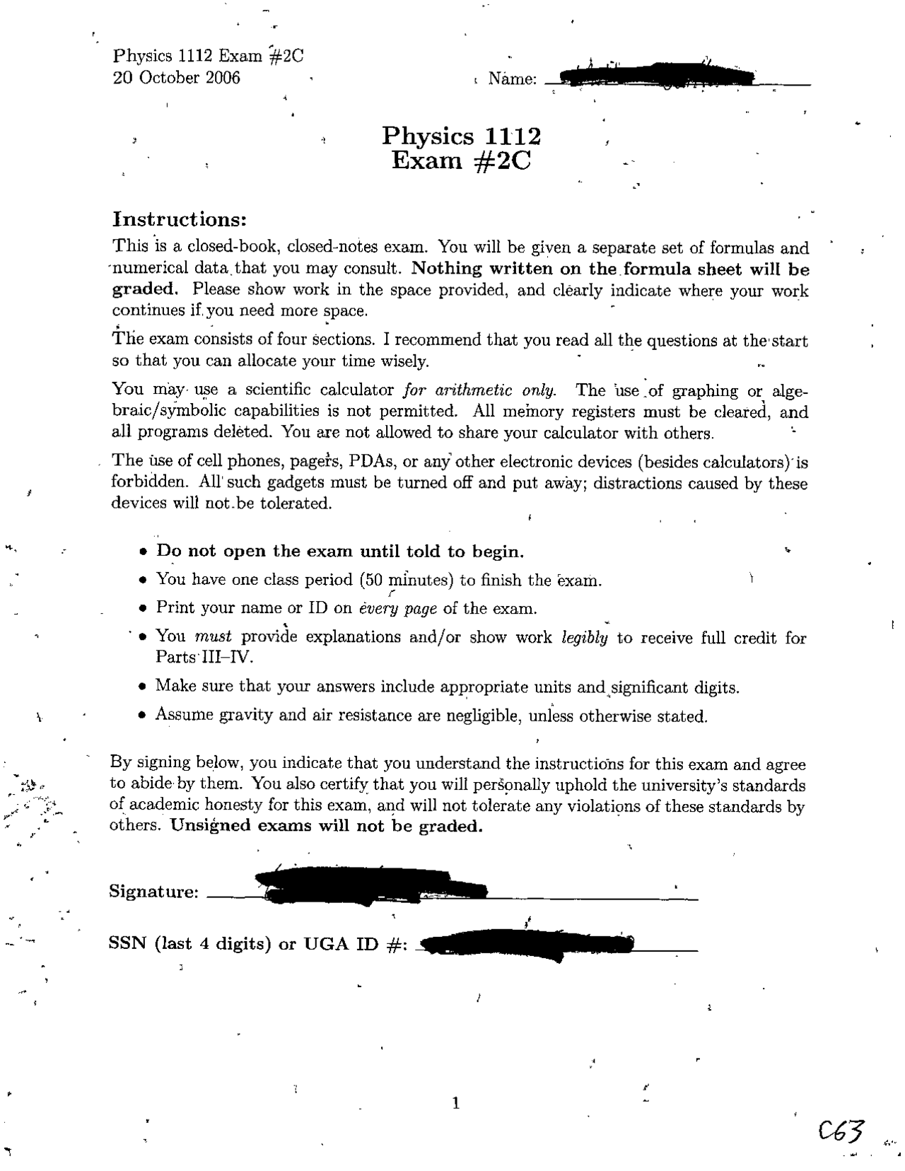Questions For Exam 2c Introductory Physics Electricity And Magnetism