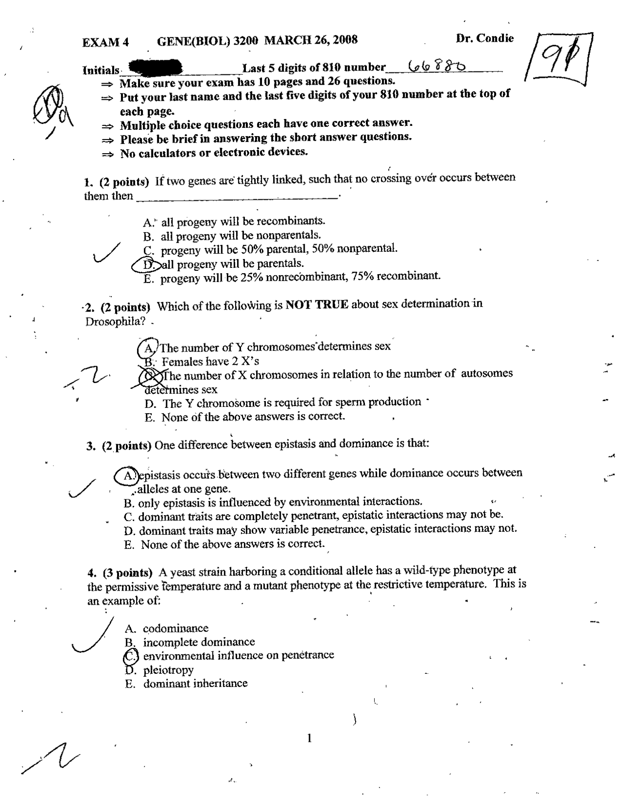 Genetics Exam 4 Questions With Solutions Biol 3200 Docsity