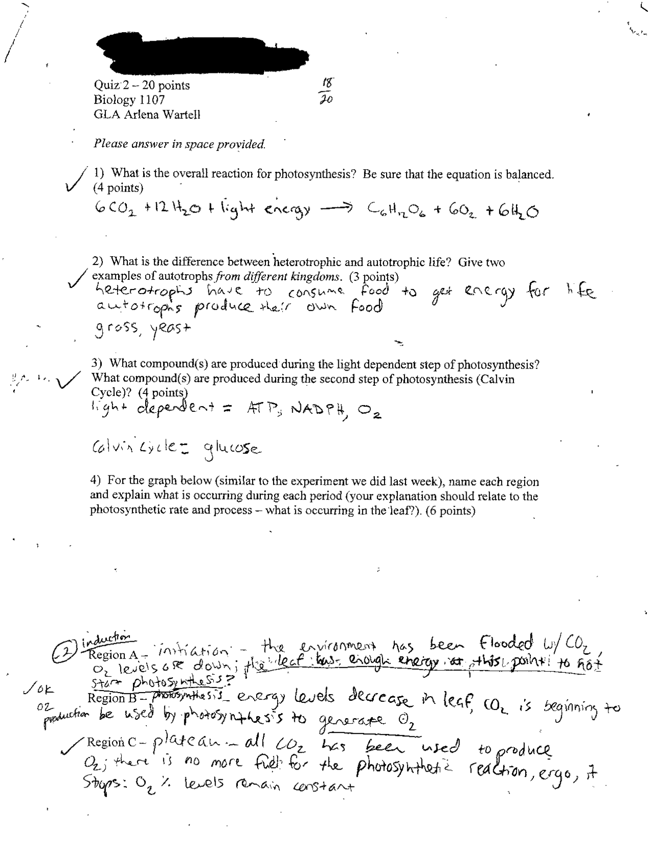 Quiz 2 With Solution For Principles Of Biology I Biol 1107 Docsity