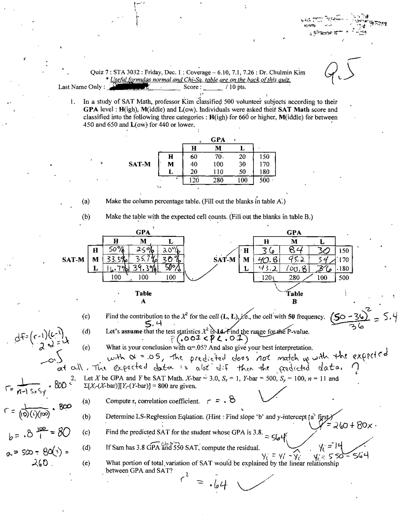 Quiz 7 Solution Engineer Statistics Sta 3032 Docsity