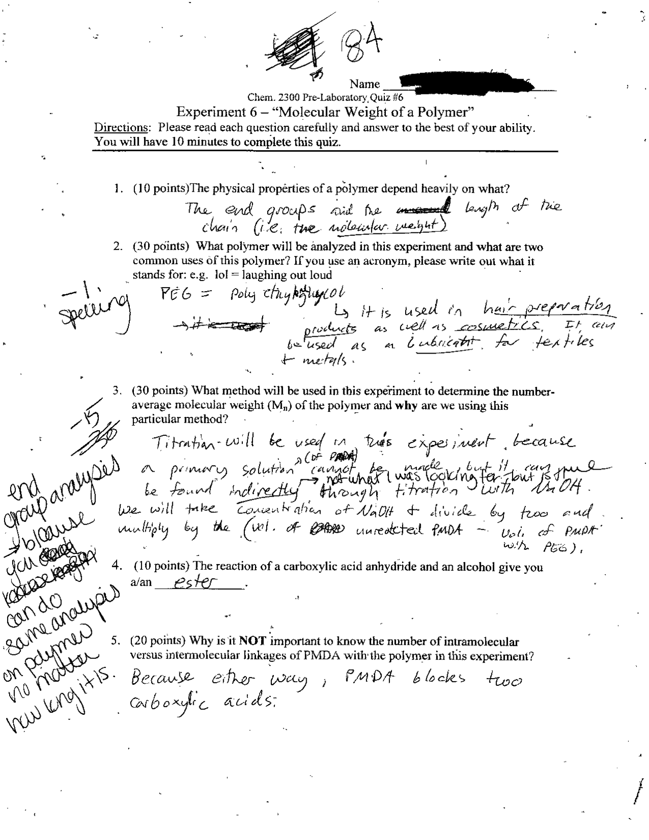 Solved Quiz 6 For Quantitative Analytical Chemistry Chem 2300 Docsity