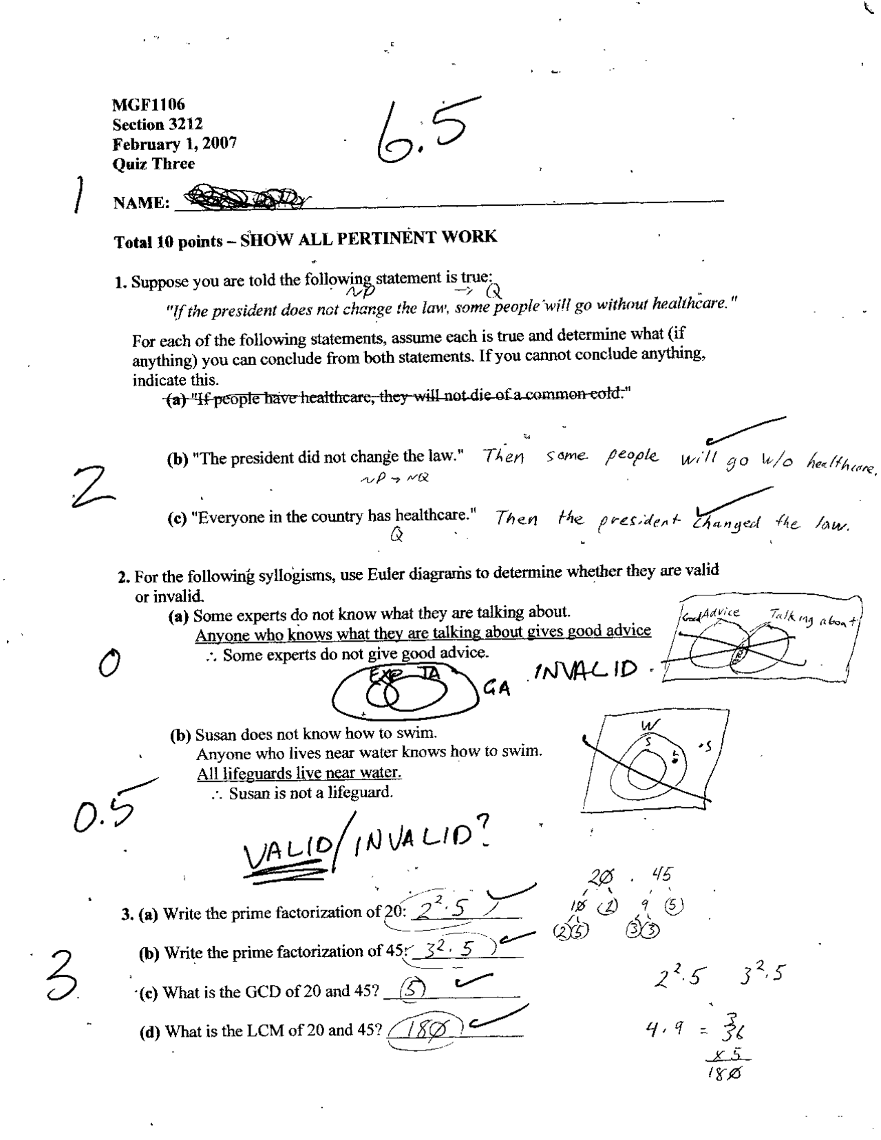 65 Multiples Choice Questions With Solution Of Mathematics Liberal