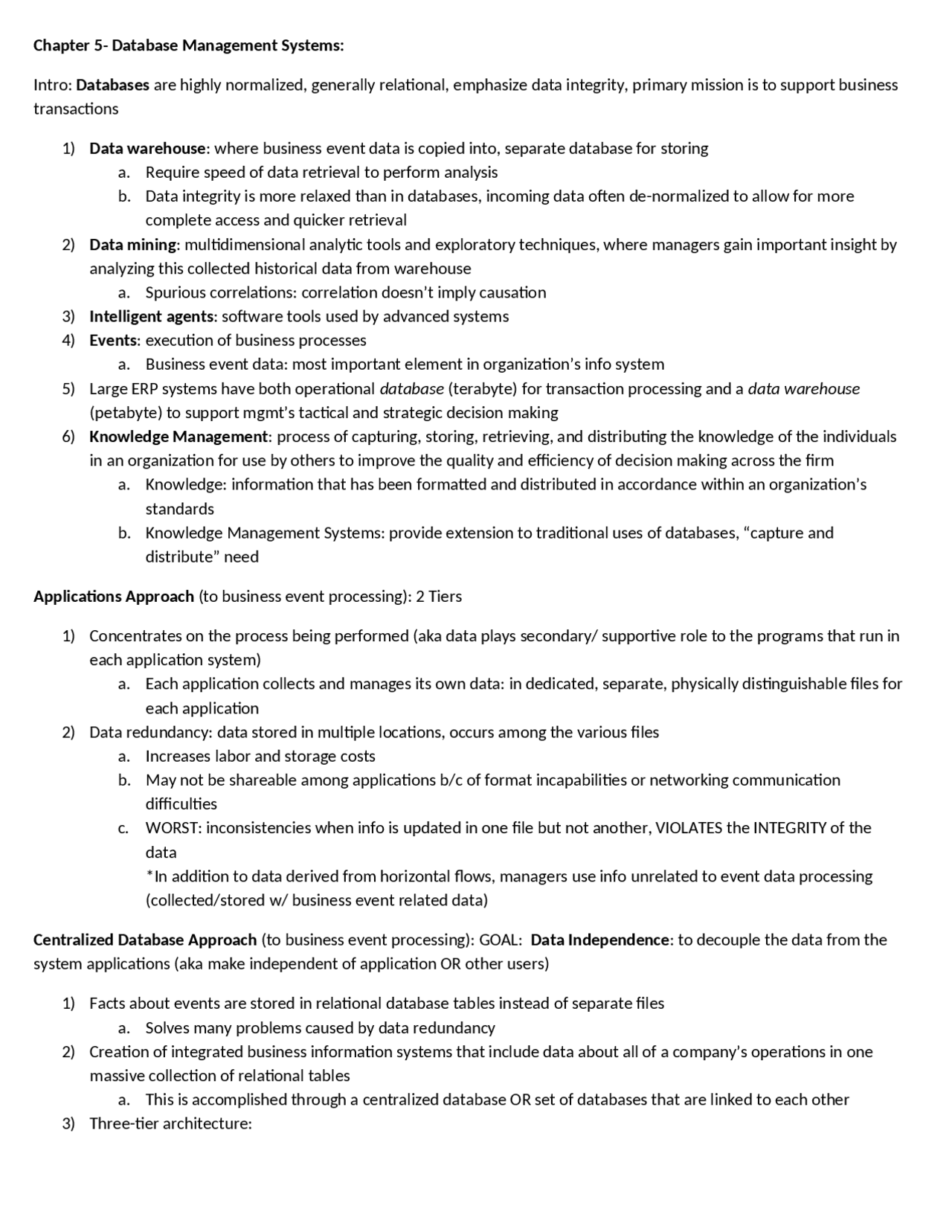 Outline For Database Management Systems Bmgt 326 Docsity