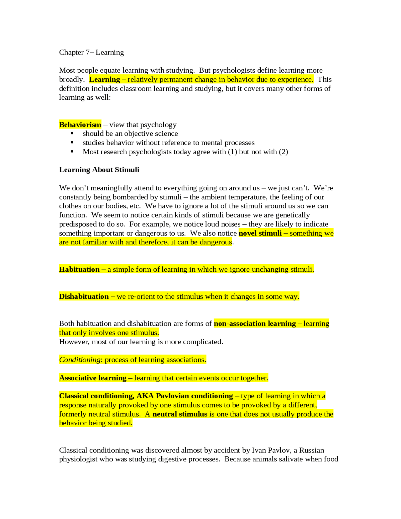 Learning Behaviorism Lecture Slides Psyc 2000 Docsity